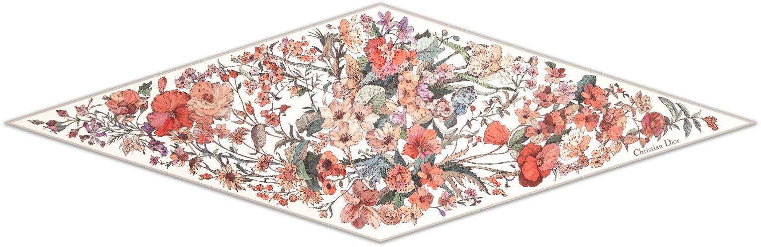 Dior 4 Saisons Printemps Dior Diamond White Multicolor Silk Twill | DIOR
