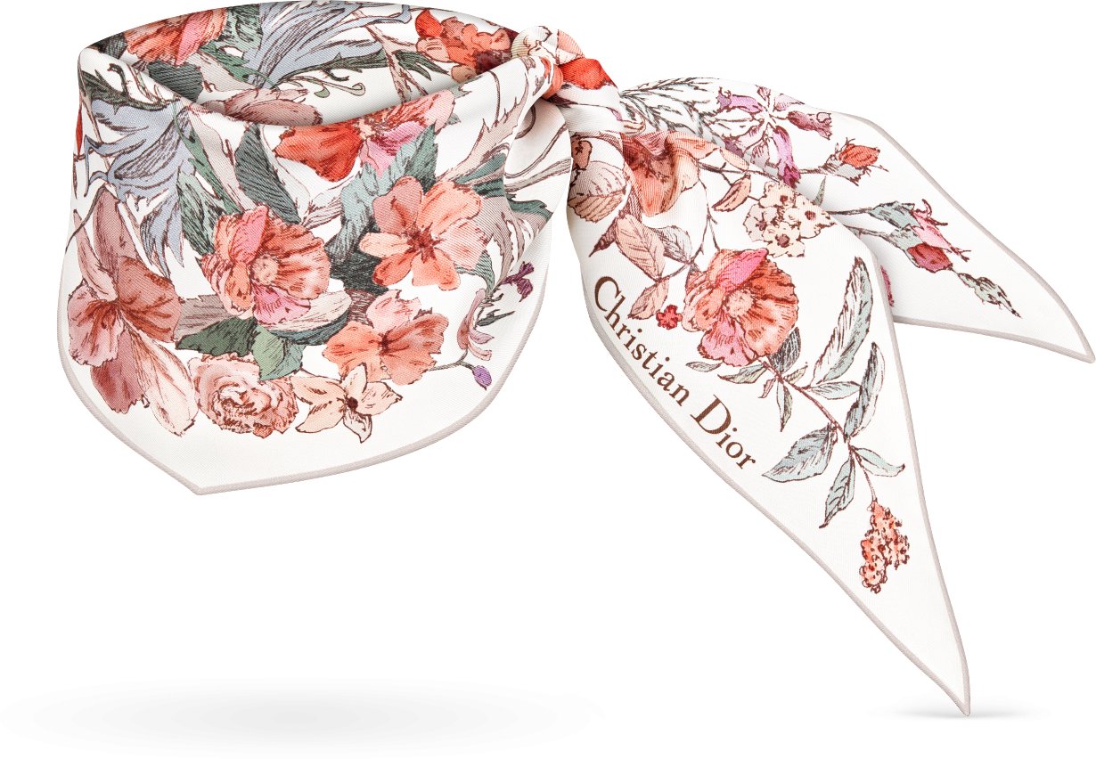 Dior 4 Saisons Printemps Dior Diamond White Multicolor Silk Twill | DIOR