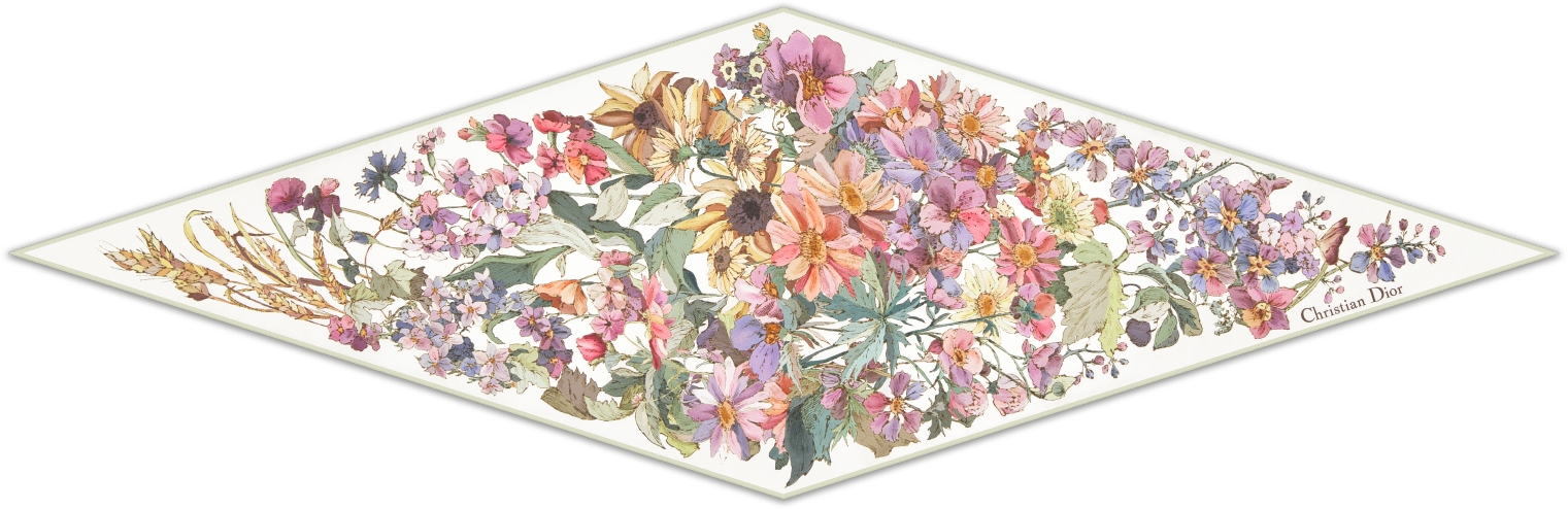 Dior Diamond Dior 4 Saisons Été Twill de seda multicolorido em fundo ...