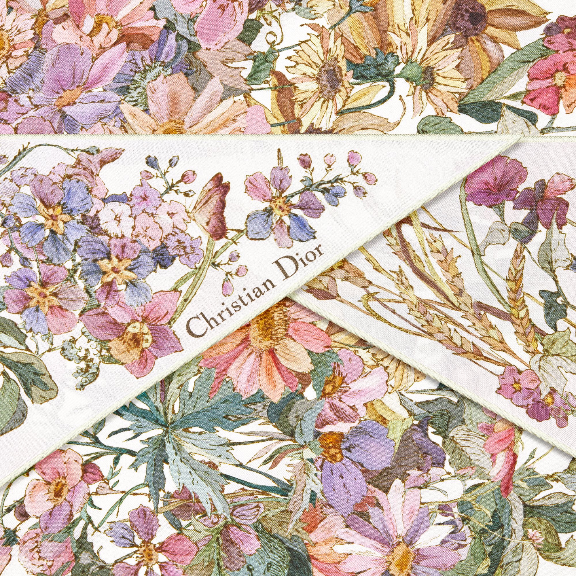 Dior Diamond Dior 4 Saisons Été Twill de seda multicolorido em fundo ...