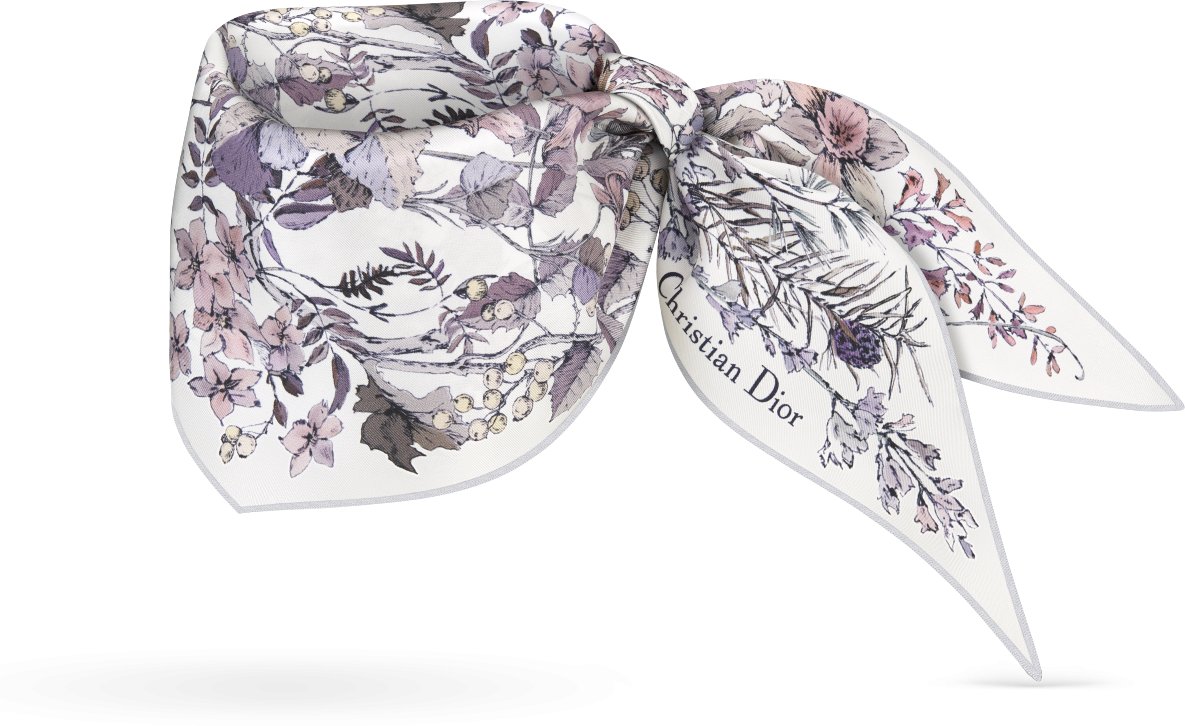 Dior 4 Saisons Hiver Dior Diamond White Multicolor Silk Twill | DIOR