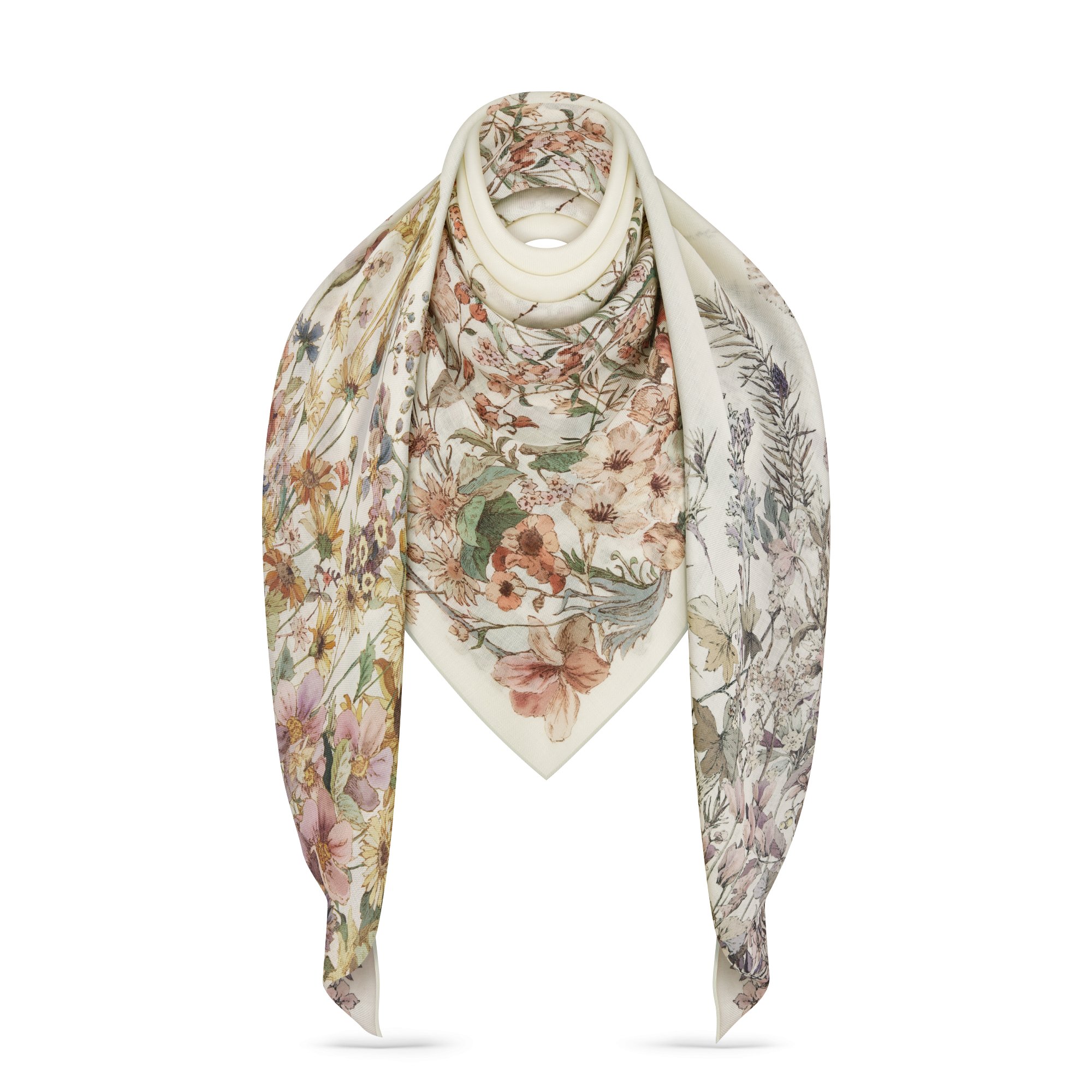 Dior 4 Saisons Shawl White Multicolor Cashmere | DIOR