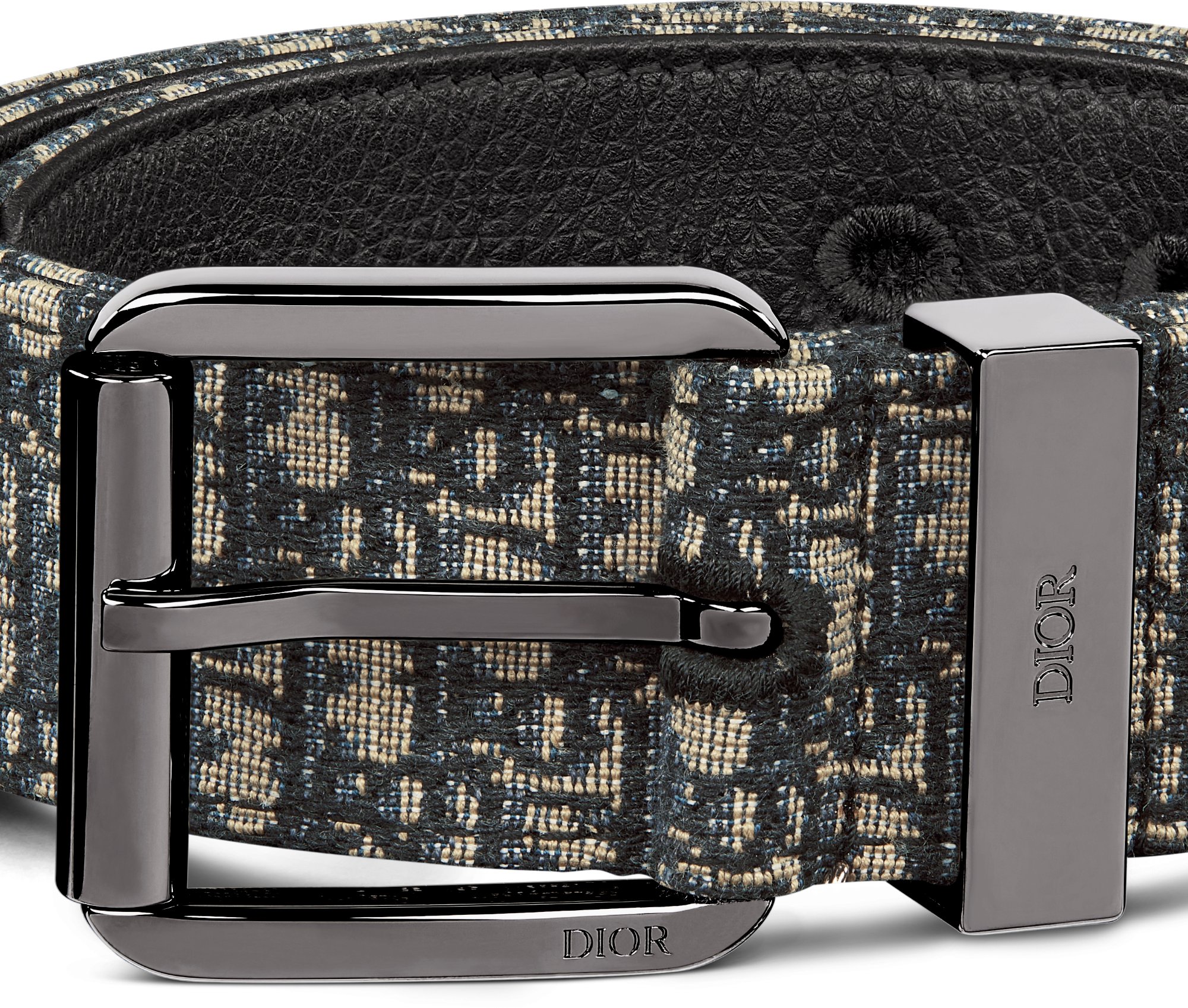 Gürtel Micro Dior Oblique Jacquard in Beige und Schwarz, 35 mm | DIOR