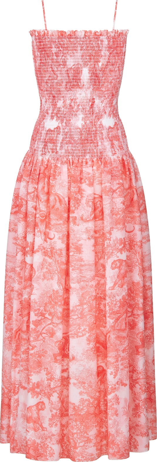 Dioriviera Long Strapless Dress White and Coral Cotton Muslin with ...