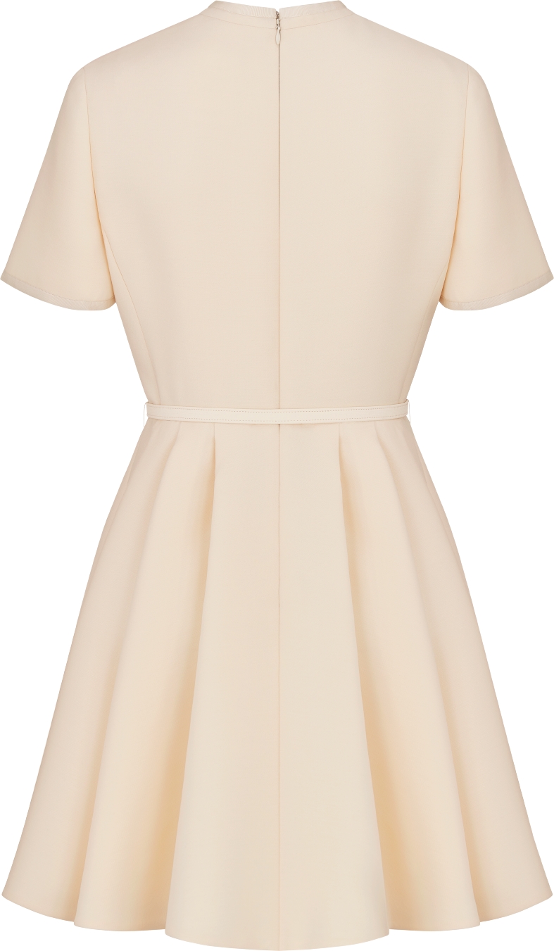 Short Flared Dress Ecru Wool and Silk | DIOR