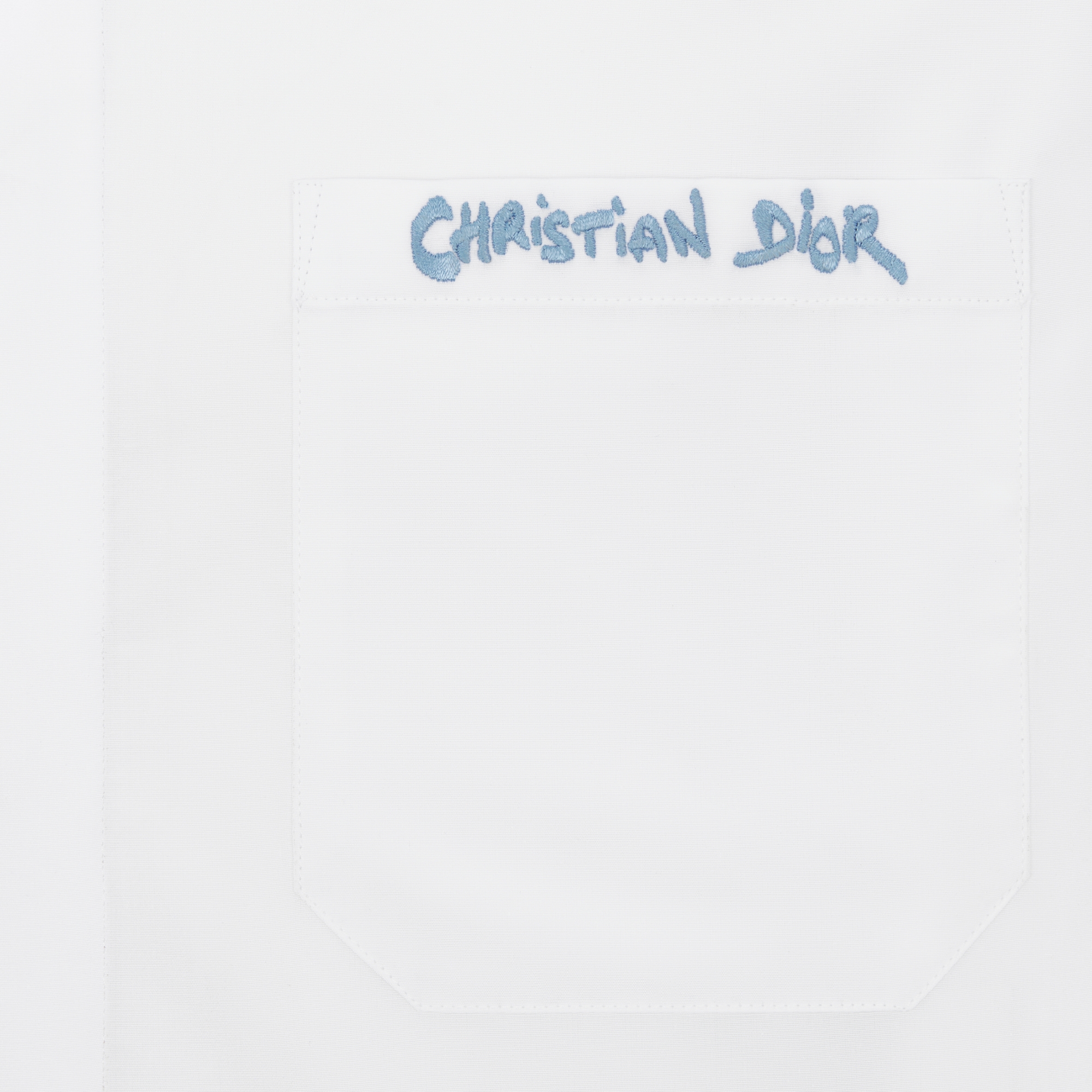 Christian Dior Tag Embroidery Shirt White Cotton Poplin | DIOR