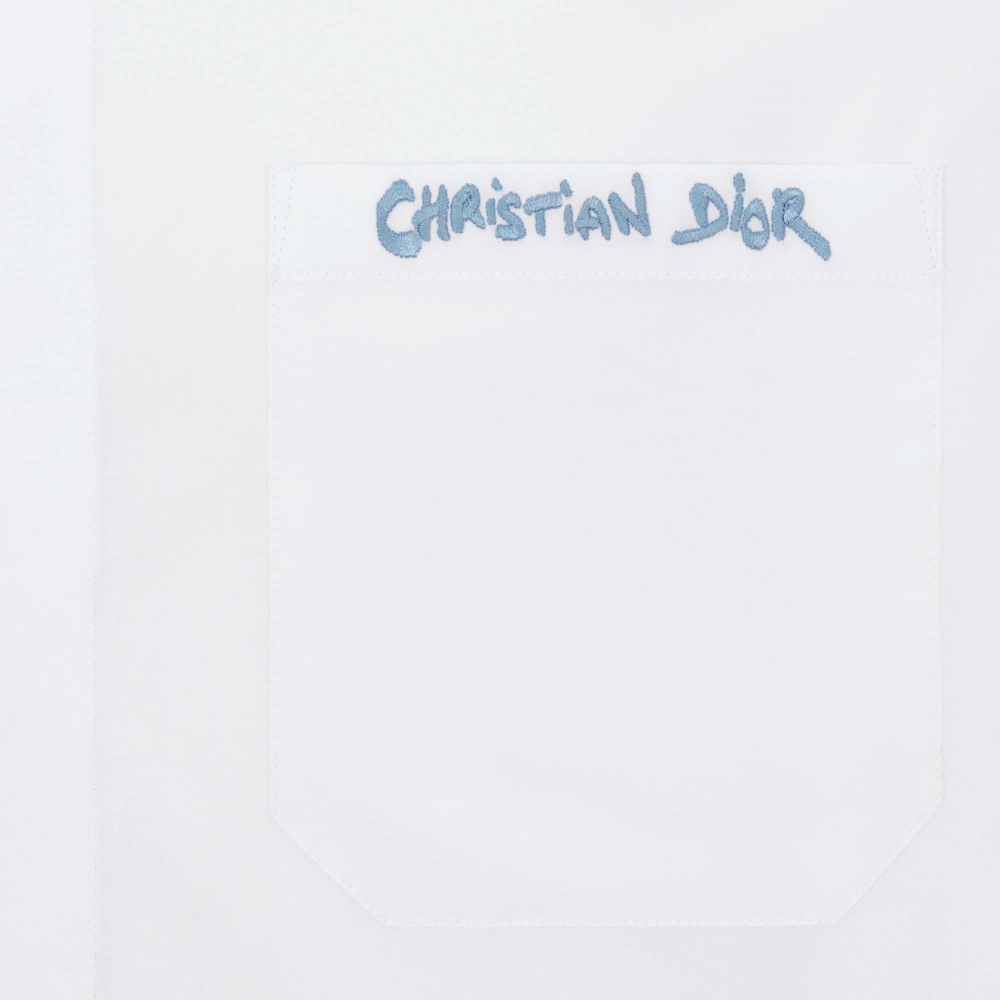 Christian Dior Tag Embroidery Shirt White Cotton Poplin | DIOR