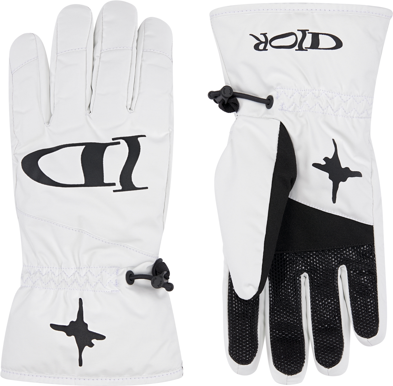 DIOR AND LEWIS HAMILTON Ski Gloves White and Black Technical Fabric | DIOR
