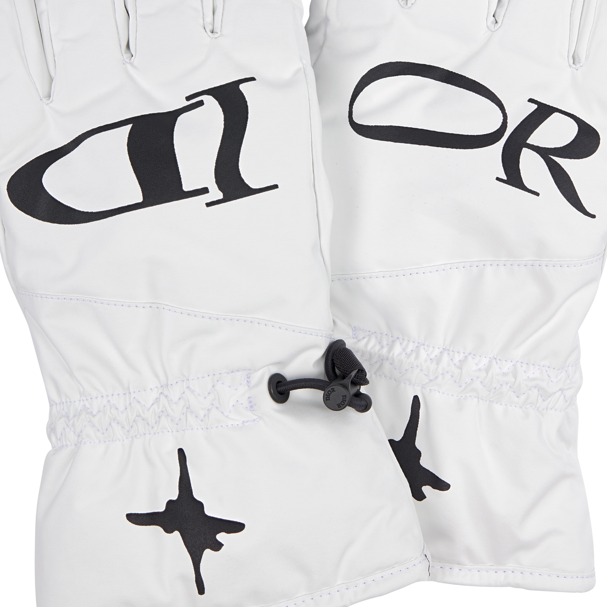 DIOR AND LEWIS HAMILTON Ski Gloves White and Black Technical Fabric | DIOR