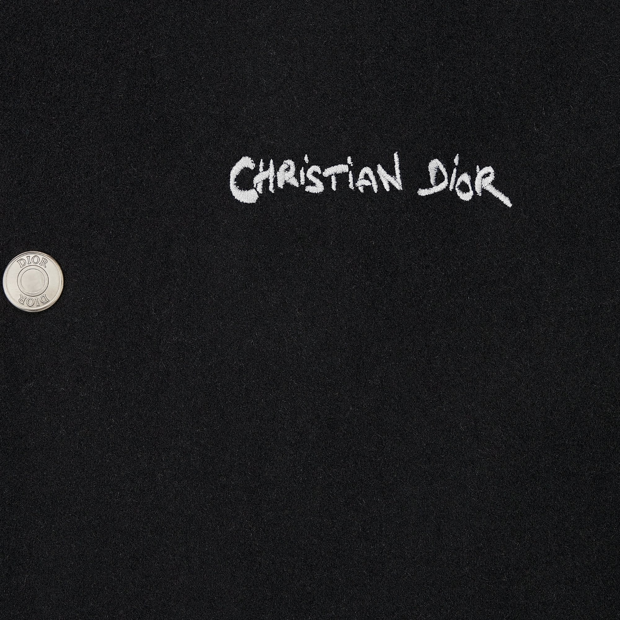 Christian Dior Tag Varsity Jacket Black Wool Blend and Lambskin | DIOR