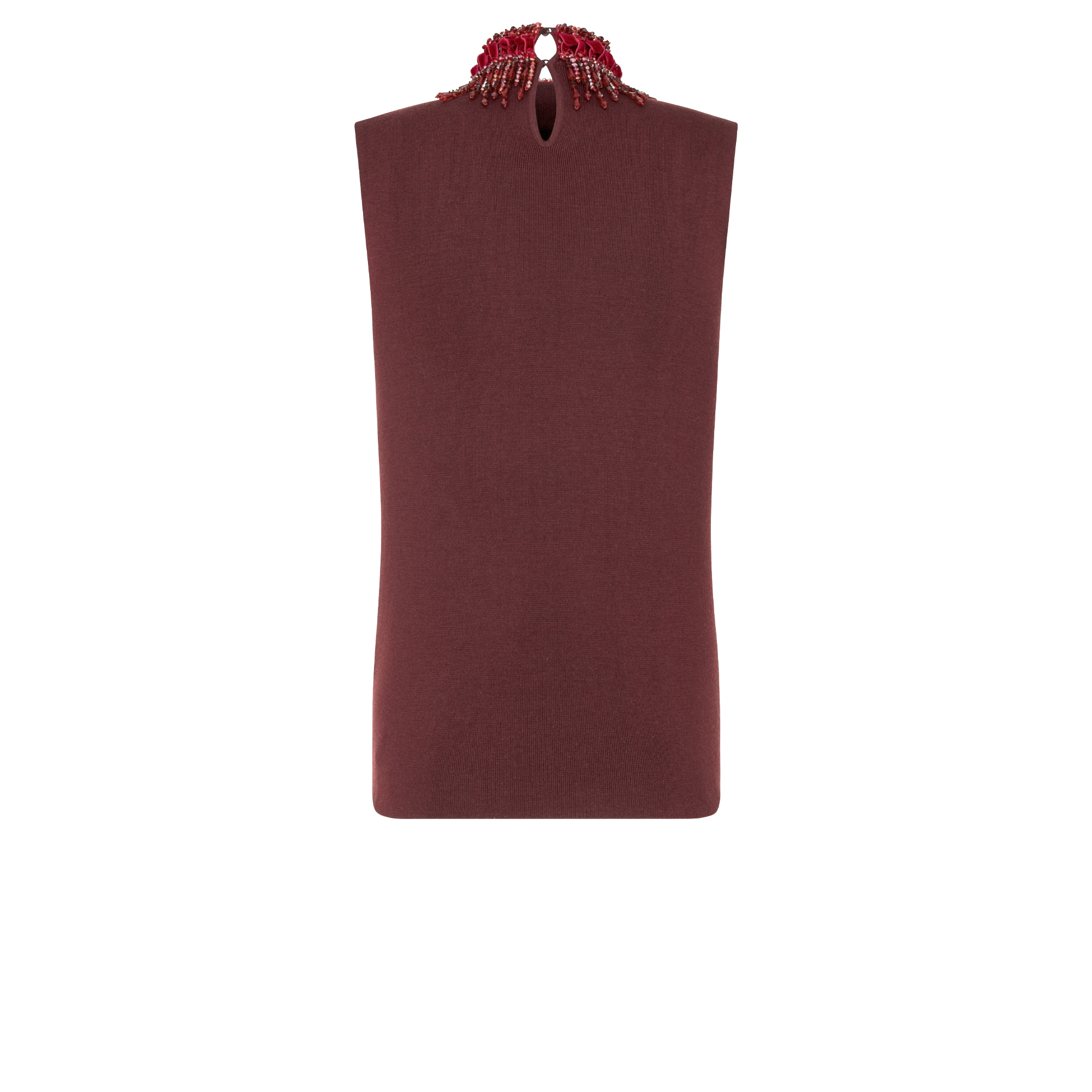 Top sartoriale senza maniche Maglia di lana e seta bordeaux | DIOR