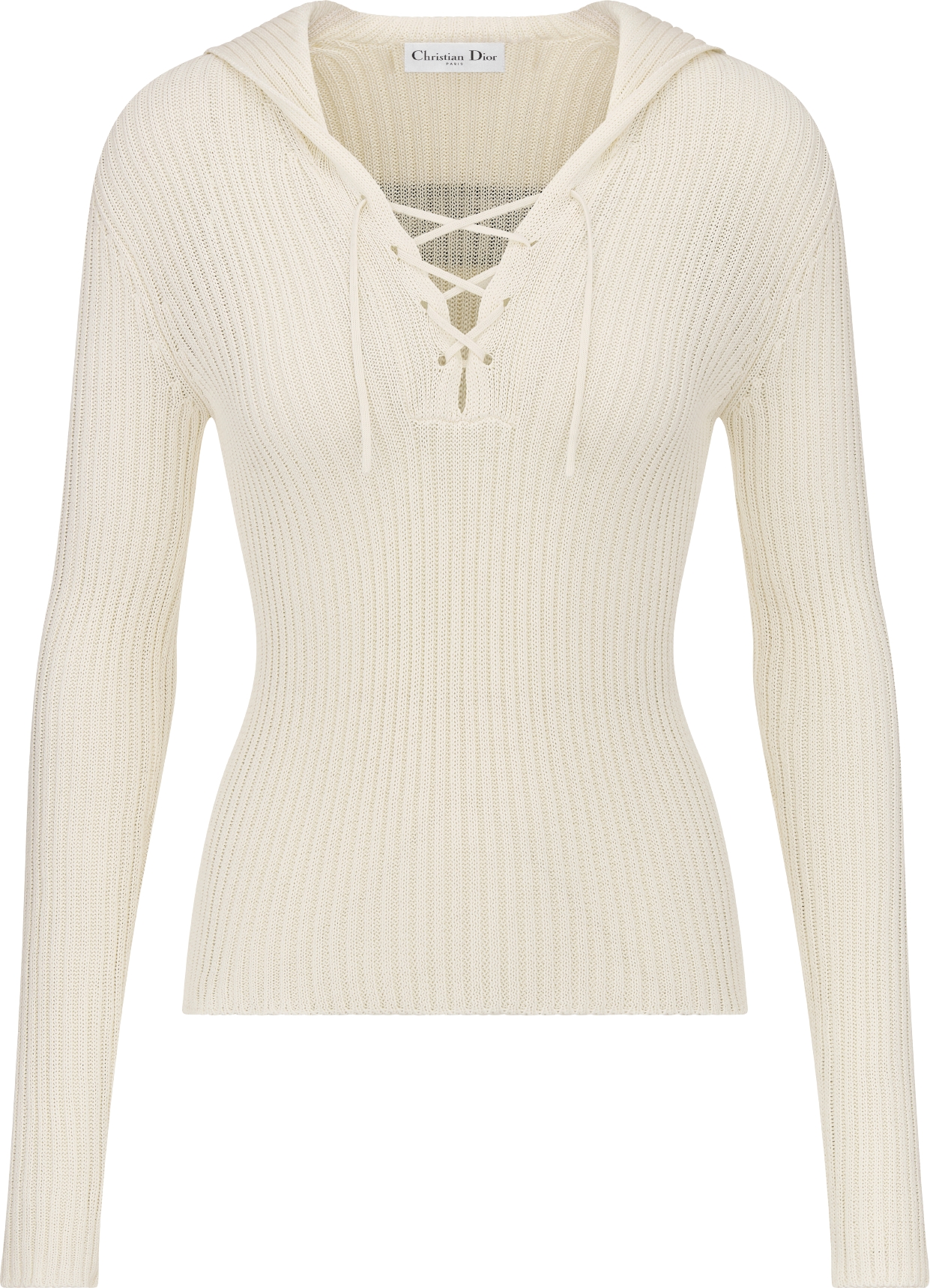 Dioriviera Sweater Ecru Cotton Ribbed Knit | DIOR