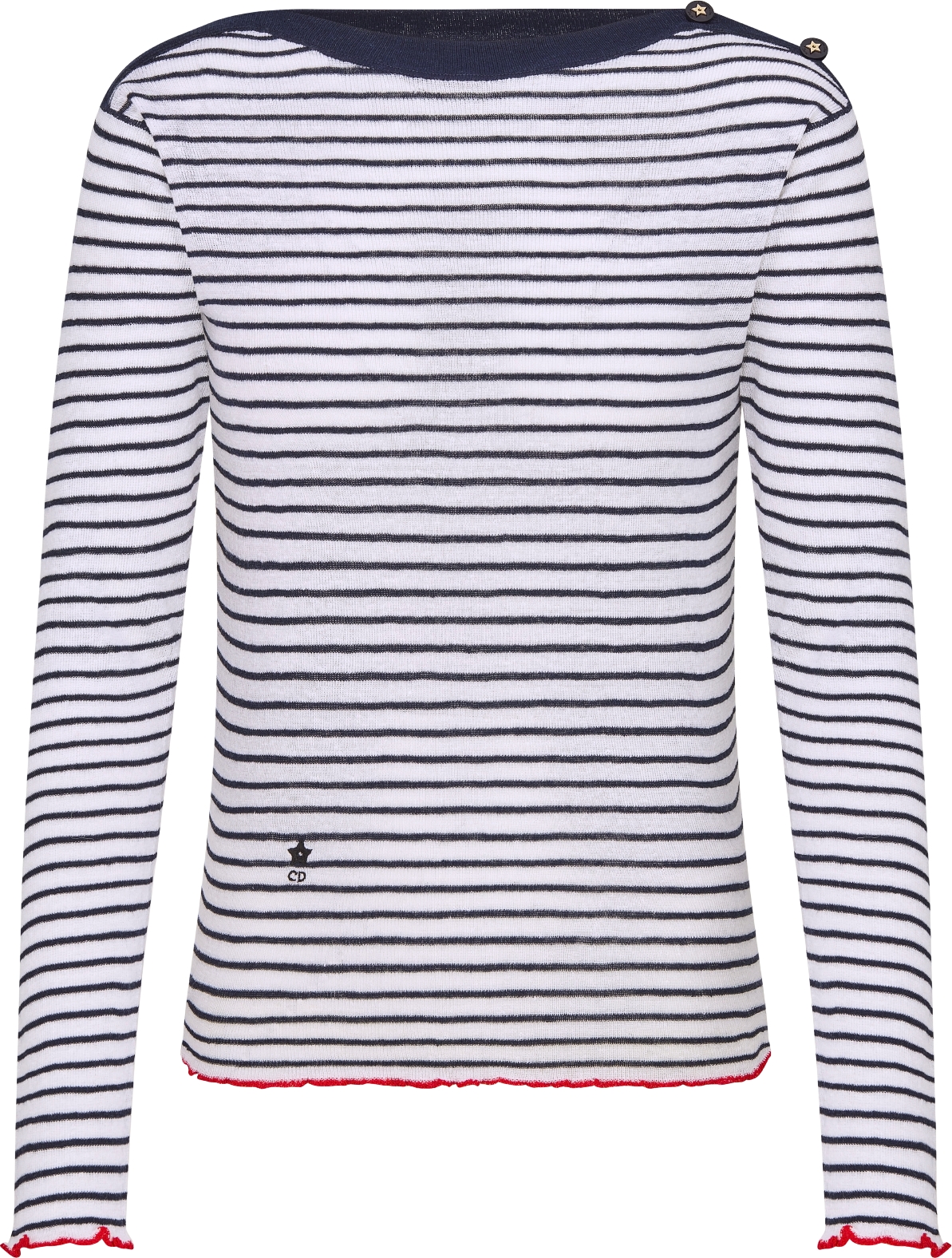 Dioriviera Sweater White and Navy Blue Linen, Cashmere and Silk Ribbed ...