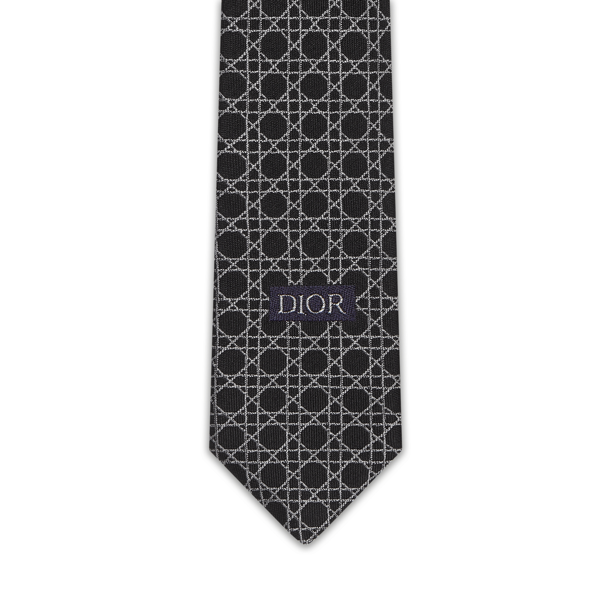Striped Cannage Tie Black, Gray and White Silk | DIOR