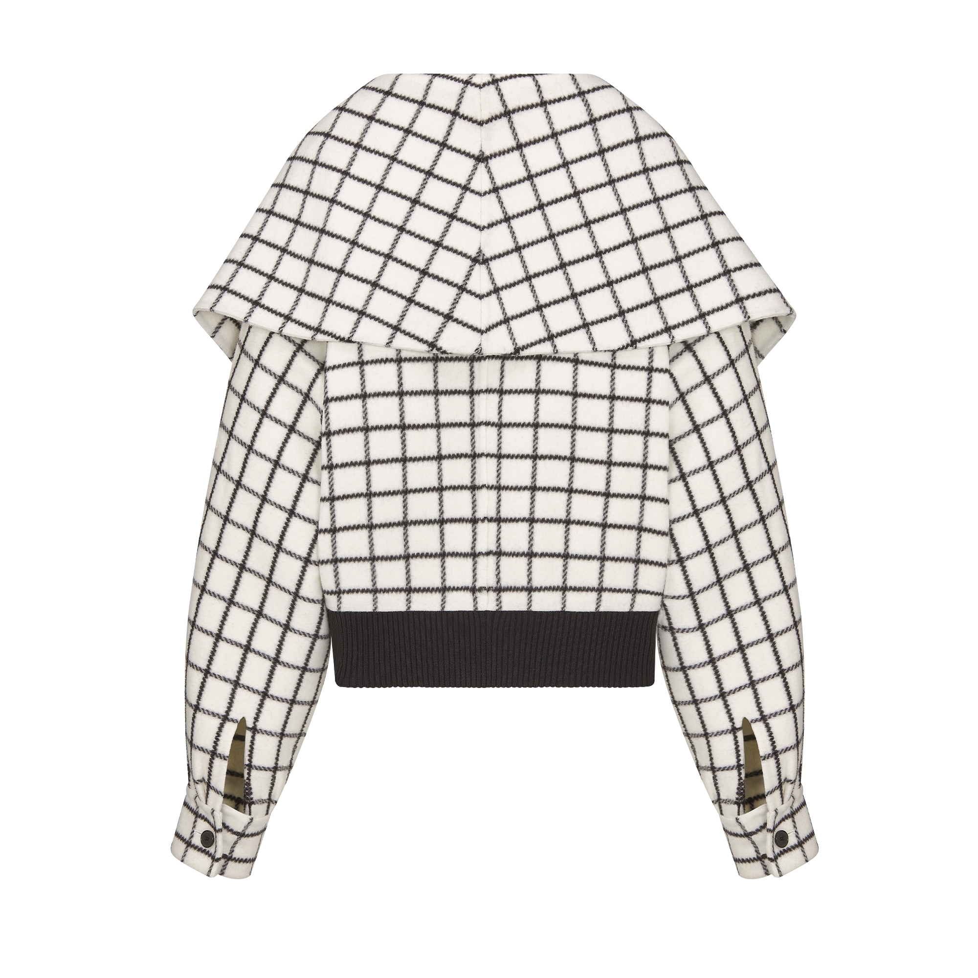 Bomber Jacket with Oversized Collar White and Black Double-Sided Check ...