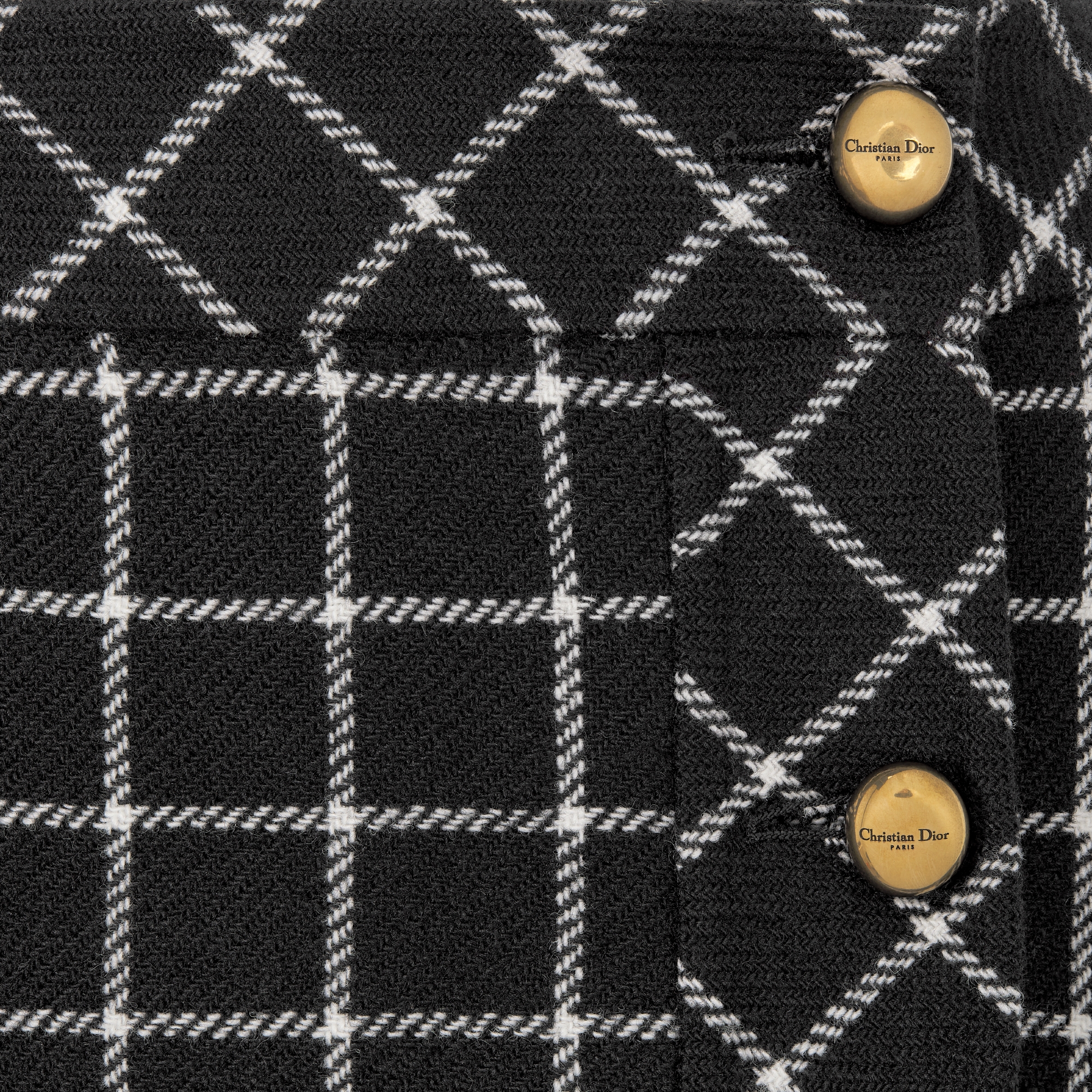 Wrap Miniskirt Black and White Double-Sided Check'n'Dior Virgin Wool | DIOR