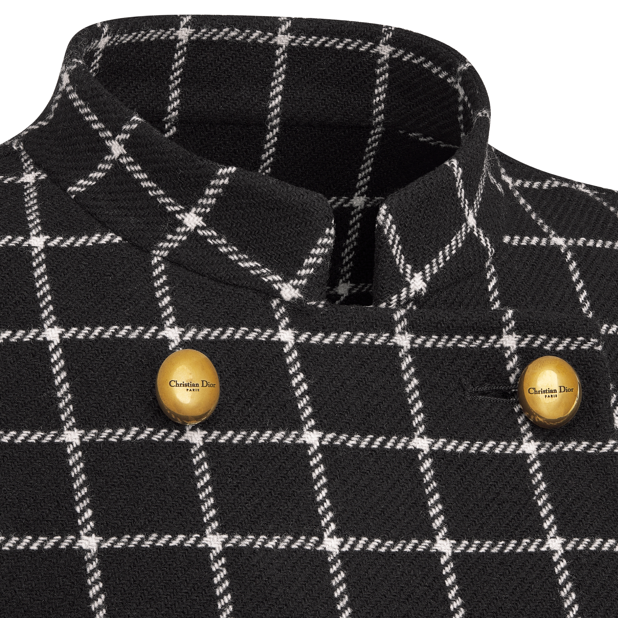 Short-Sleeved Jacket Black and White Double-Breasted Double-Sided Check ...