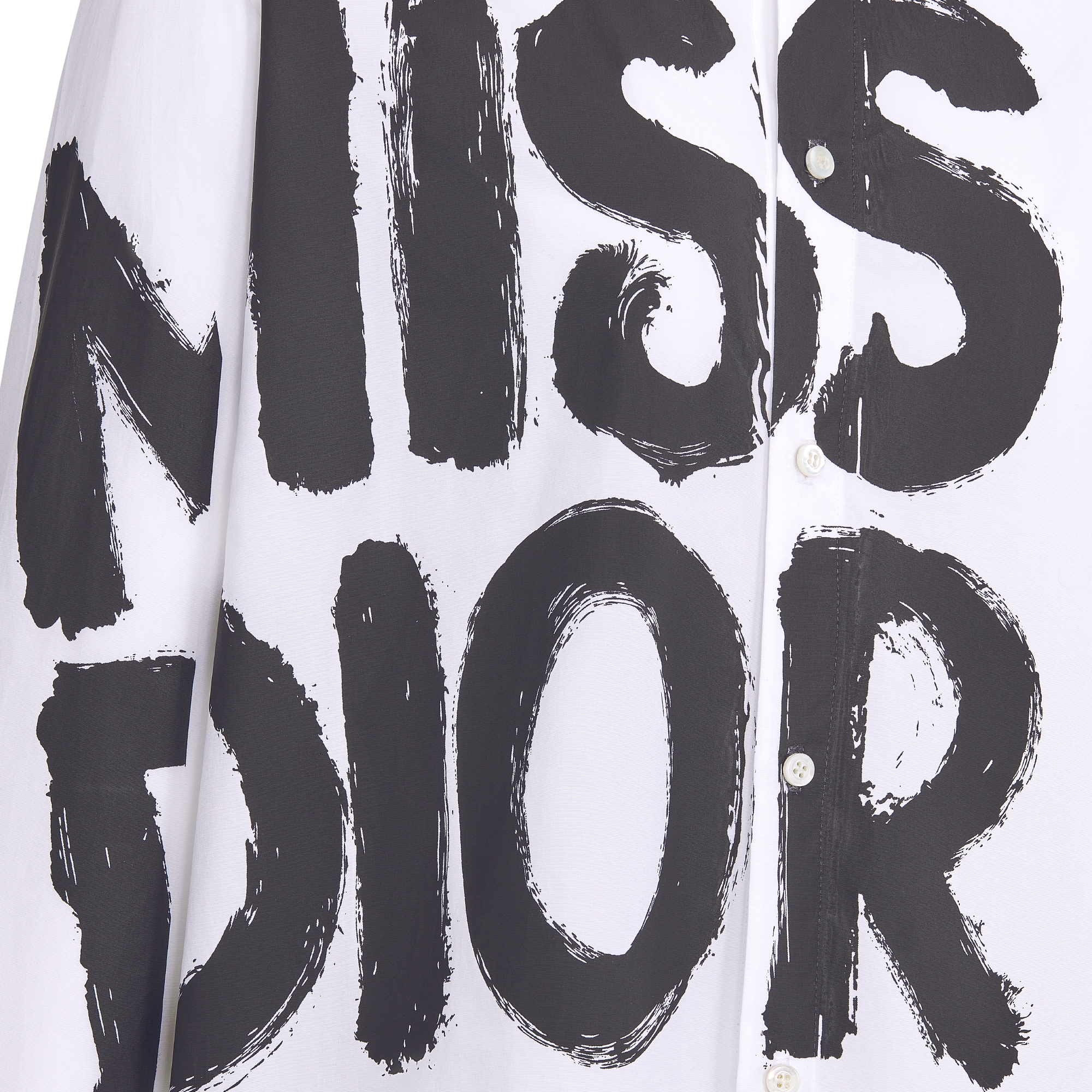 Blouse White Cotton and Silk Poplin with Black Miss Dior Graffiti Motif ...