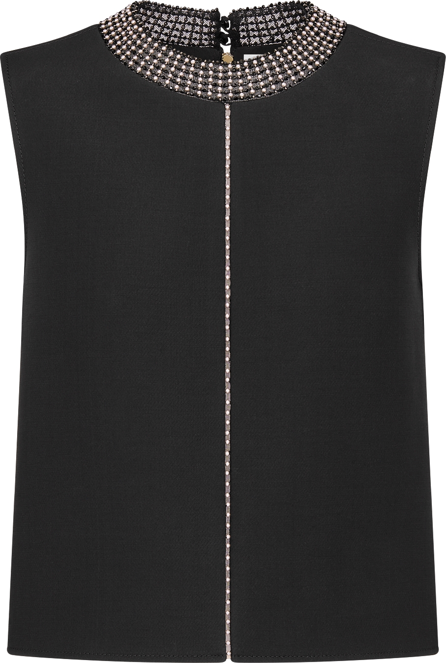 Embroidered Top Black Wool and Silk | DIOR