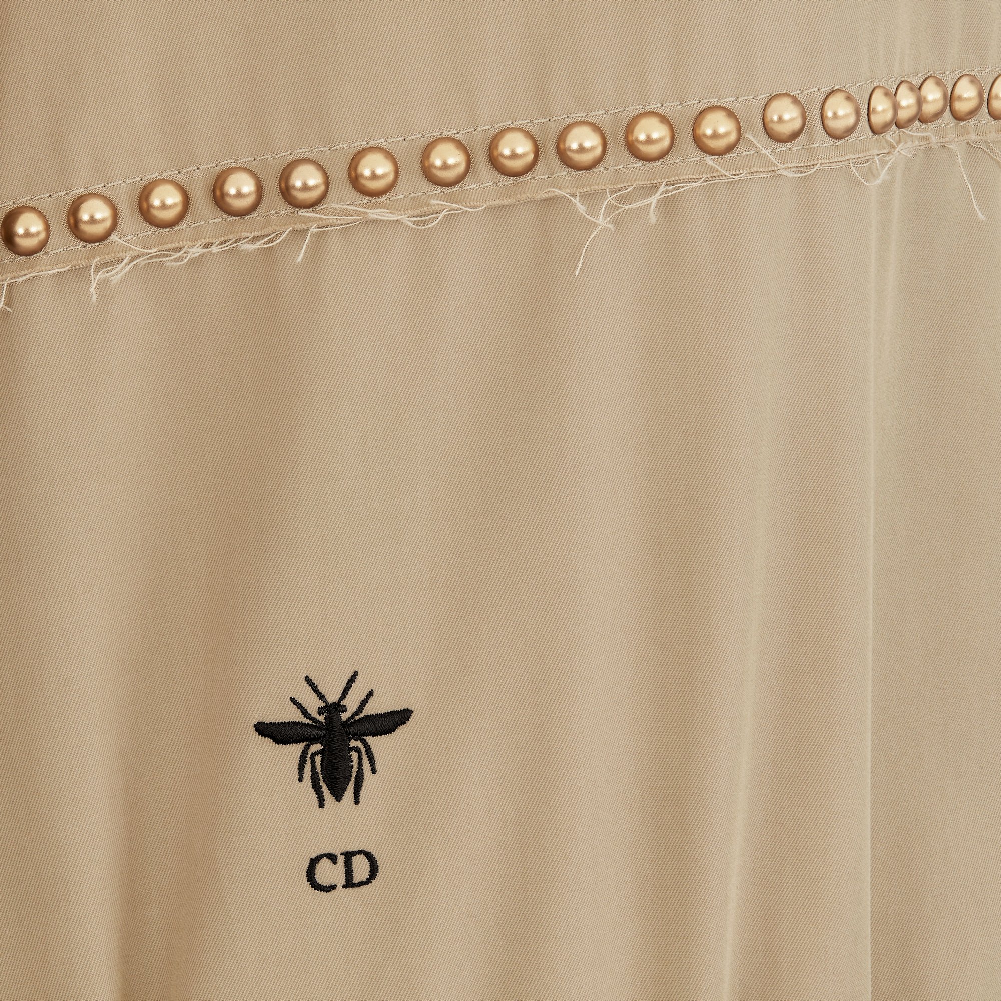 Embroidered Trench Coat Beige Cotton Gabardine and Gold-Finish Studs | DIOR