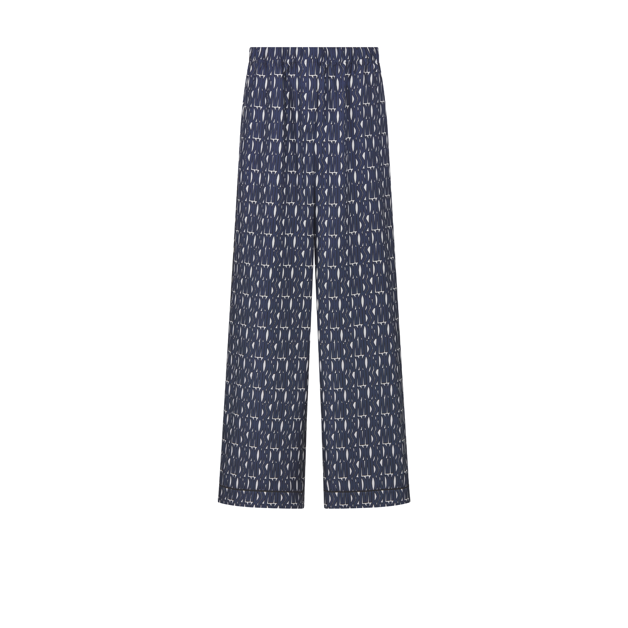 Pants White Silk Twill with Navy Blue Miss Dior Allover Motif | DIOR