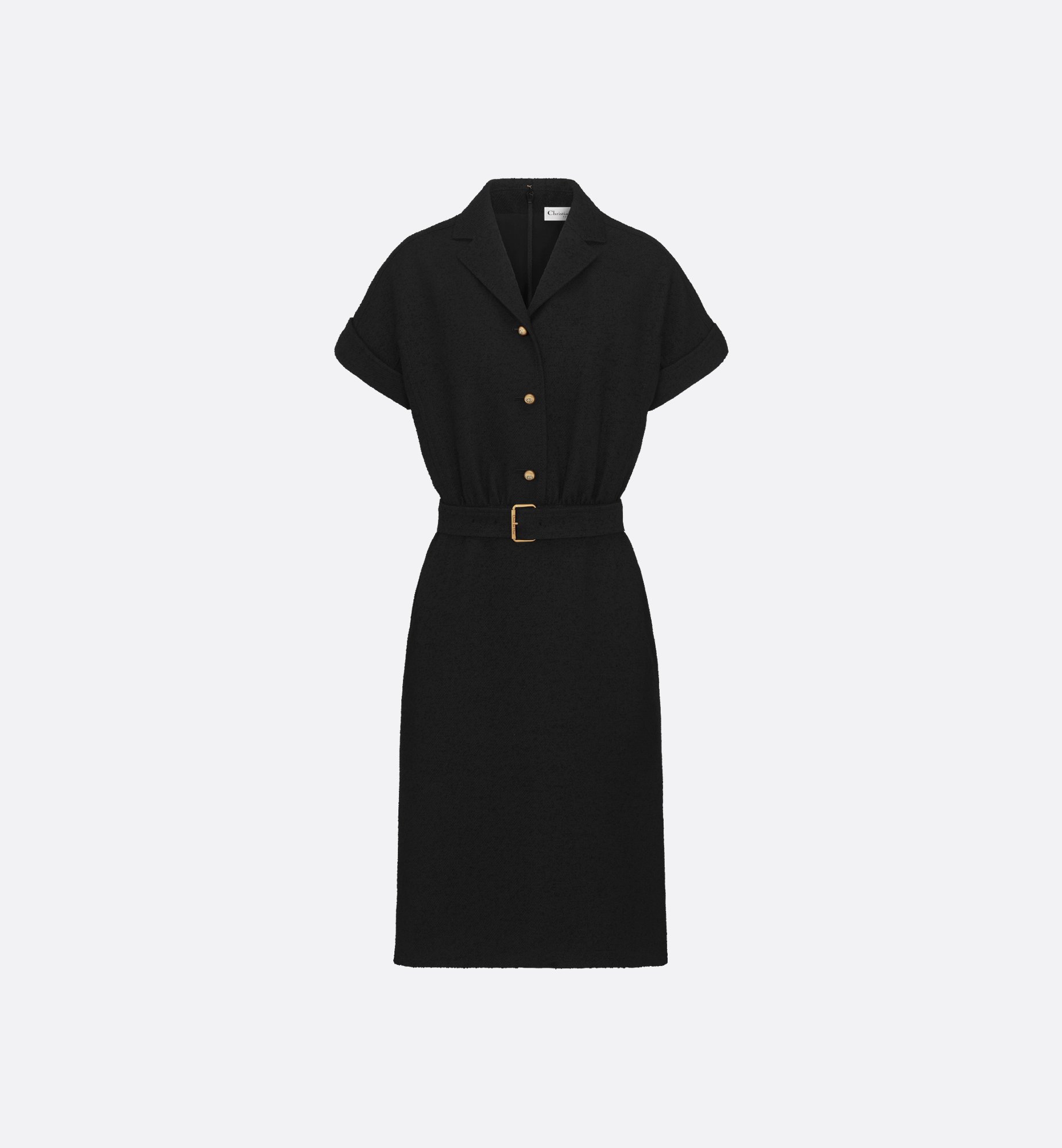 Belted Dress Ecru Virgin Wool and Cotton Bouclé Blend | DIOR Belted Dress Ecru Virgin Wool and Cotton Bouclé Blend | DIOR