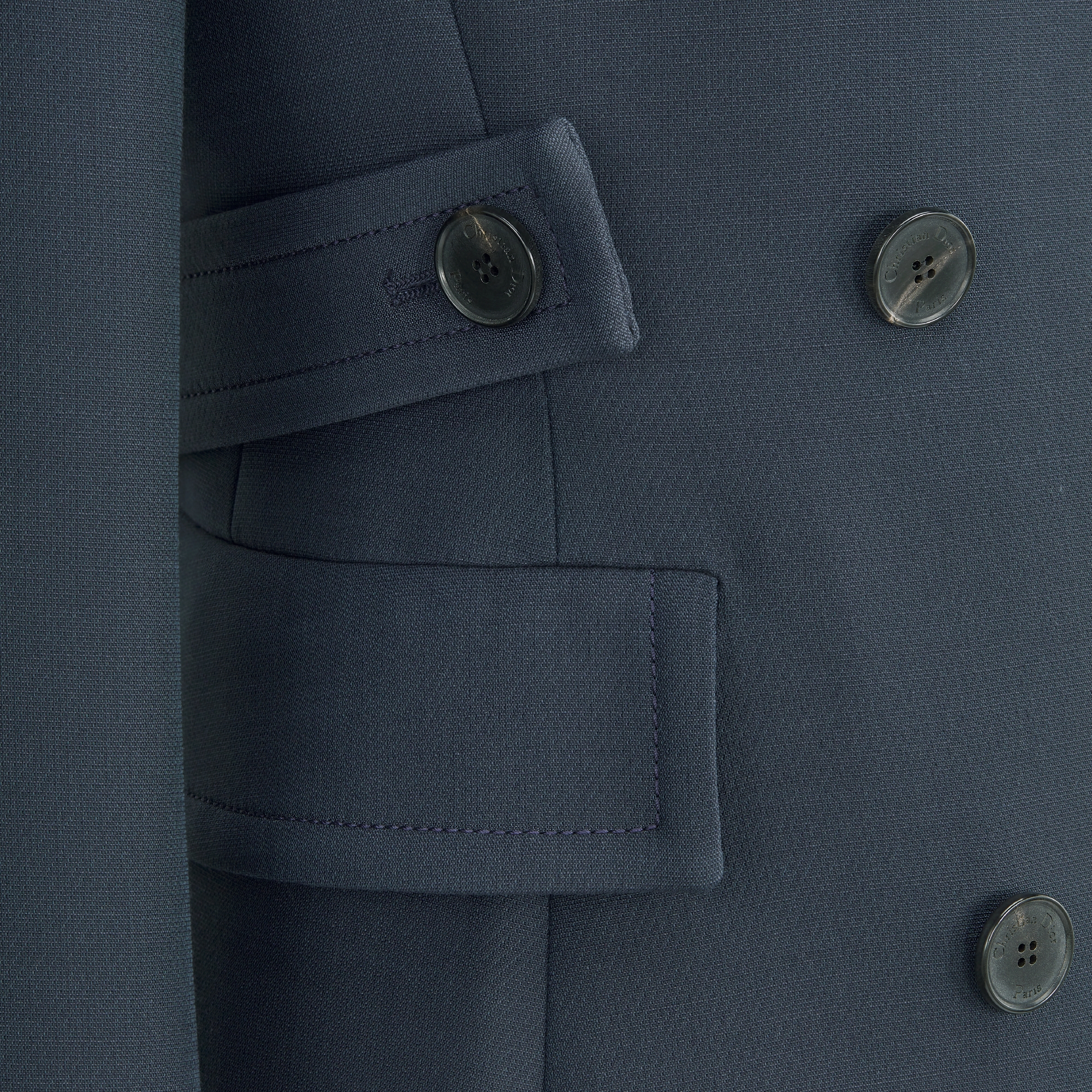 Fitted Jacket Navy Blue Wool and Silk | DIOR
