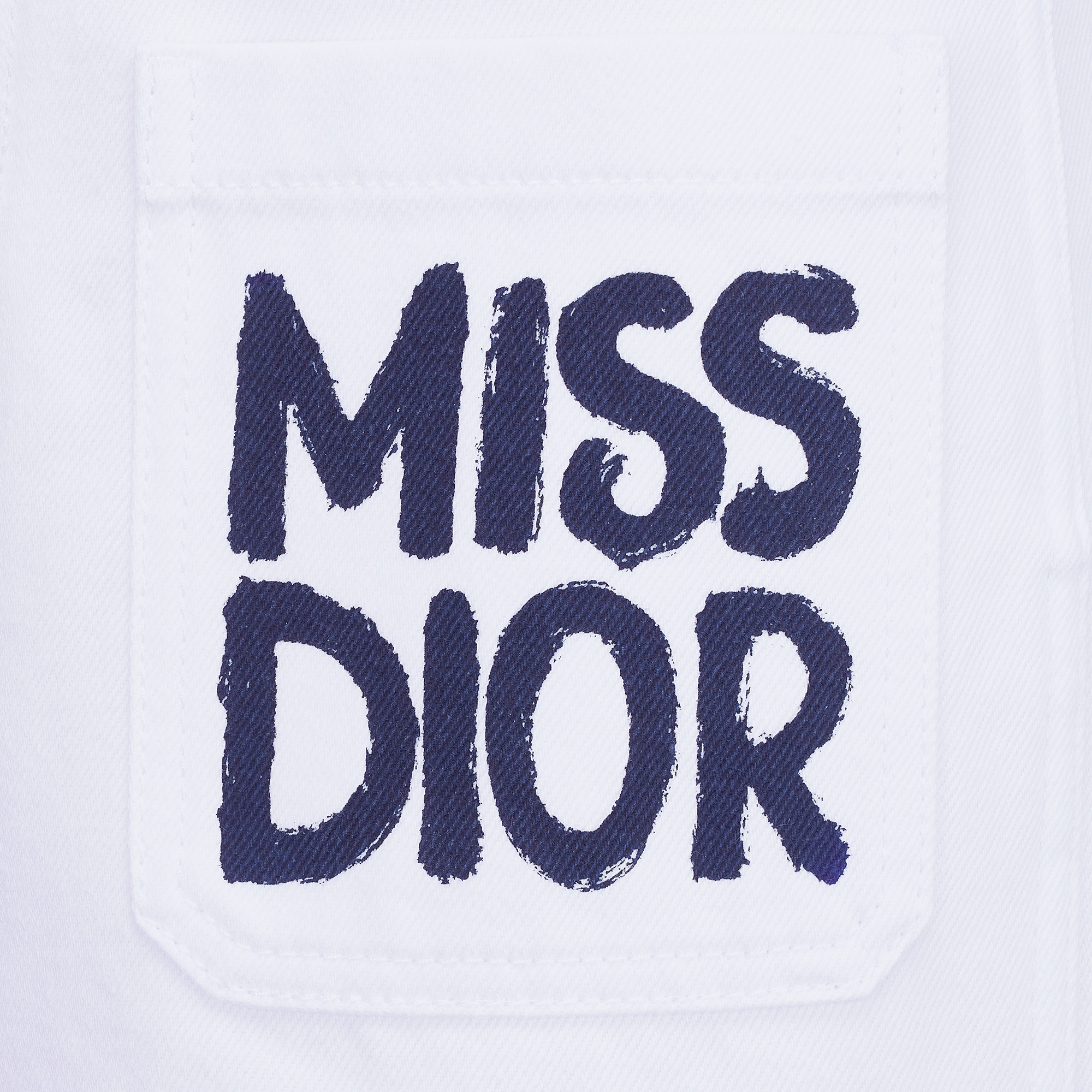 Flared Pants White Cotton Denim with Blue Miss Dior Graffiti Motif | DIOR