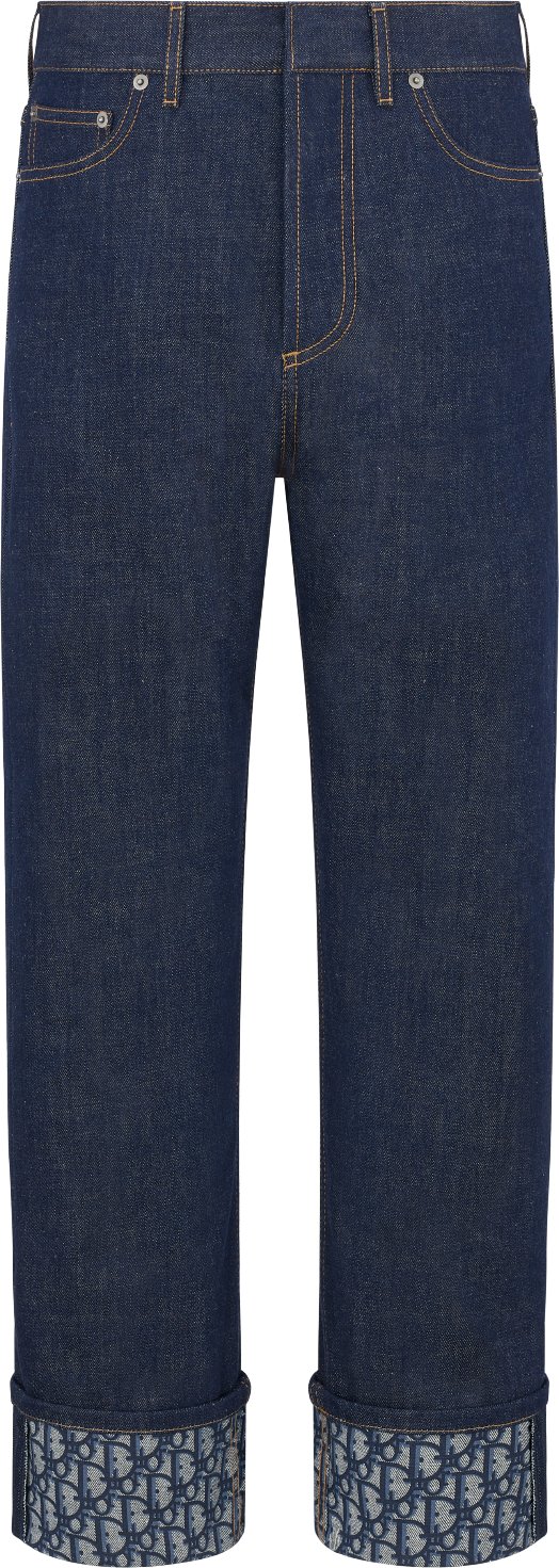 Boyfriend Jeans Blue Raw Cotton Denim with Dior Oblique Interior | DIOR