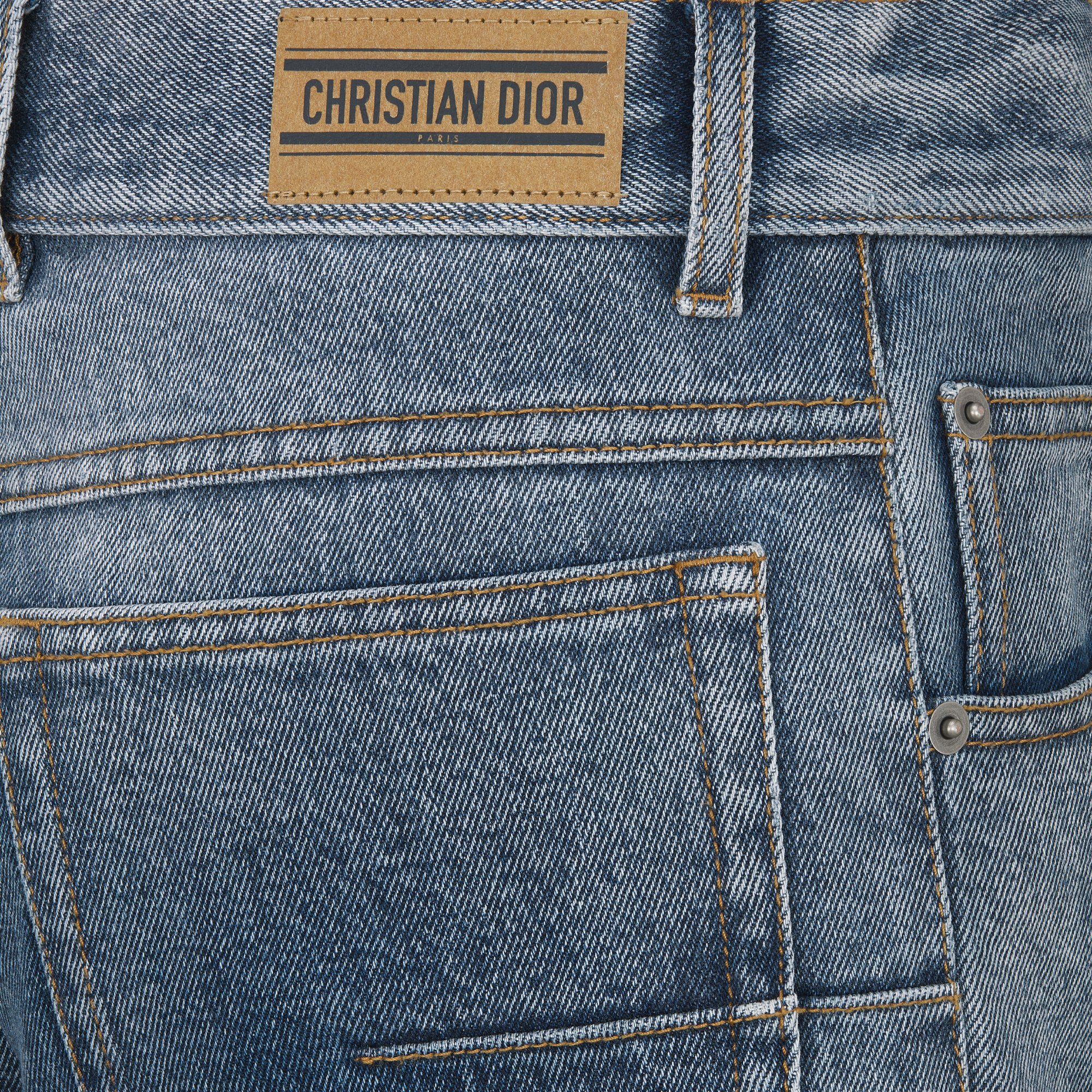 Jeans com corte normal Denim de algodão azul délavé com Dior Oblique no ...