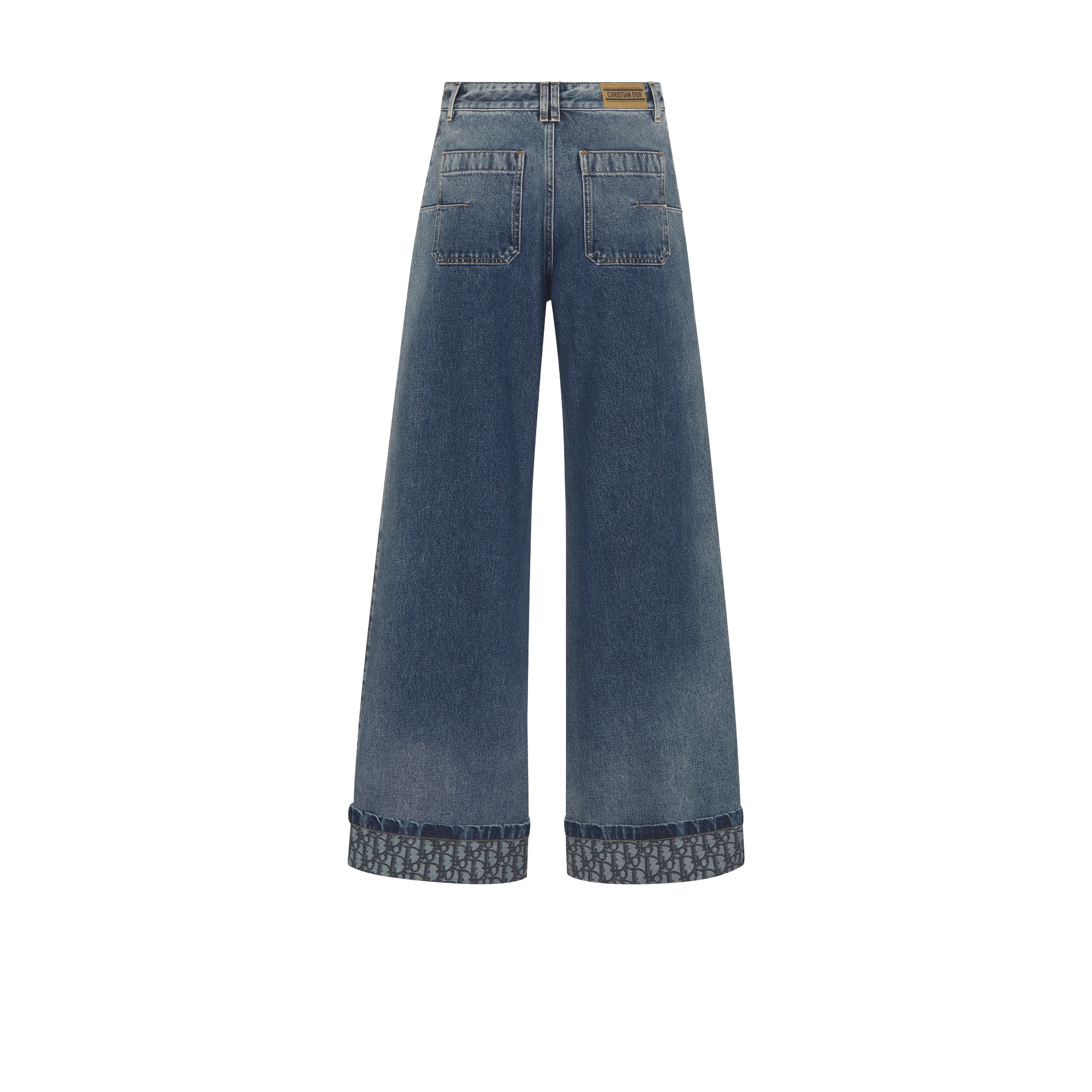 Wijduitlopende jeans Blauw stonewashed katoendenim met Dior Oblique ...