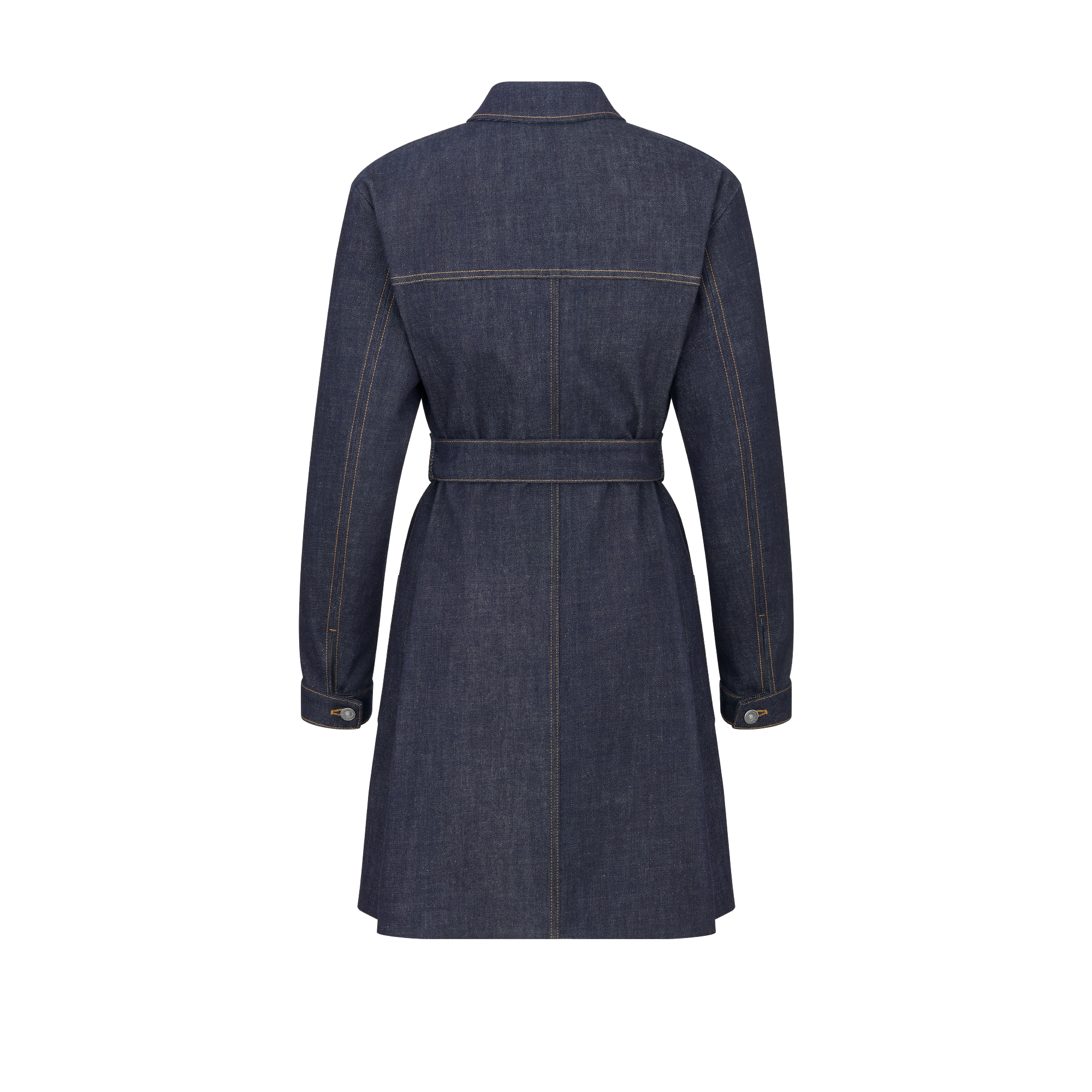 롱 벨트 재킷 블루 로우 코튼 데님 & Dior Oblique 내부 | DIOR