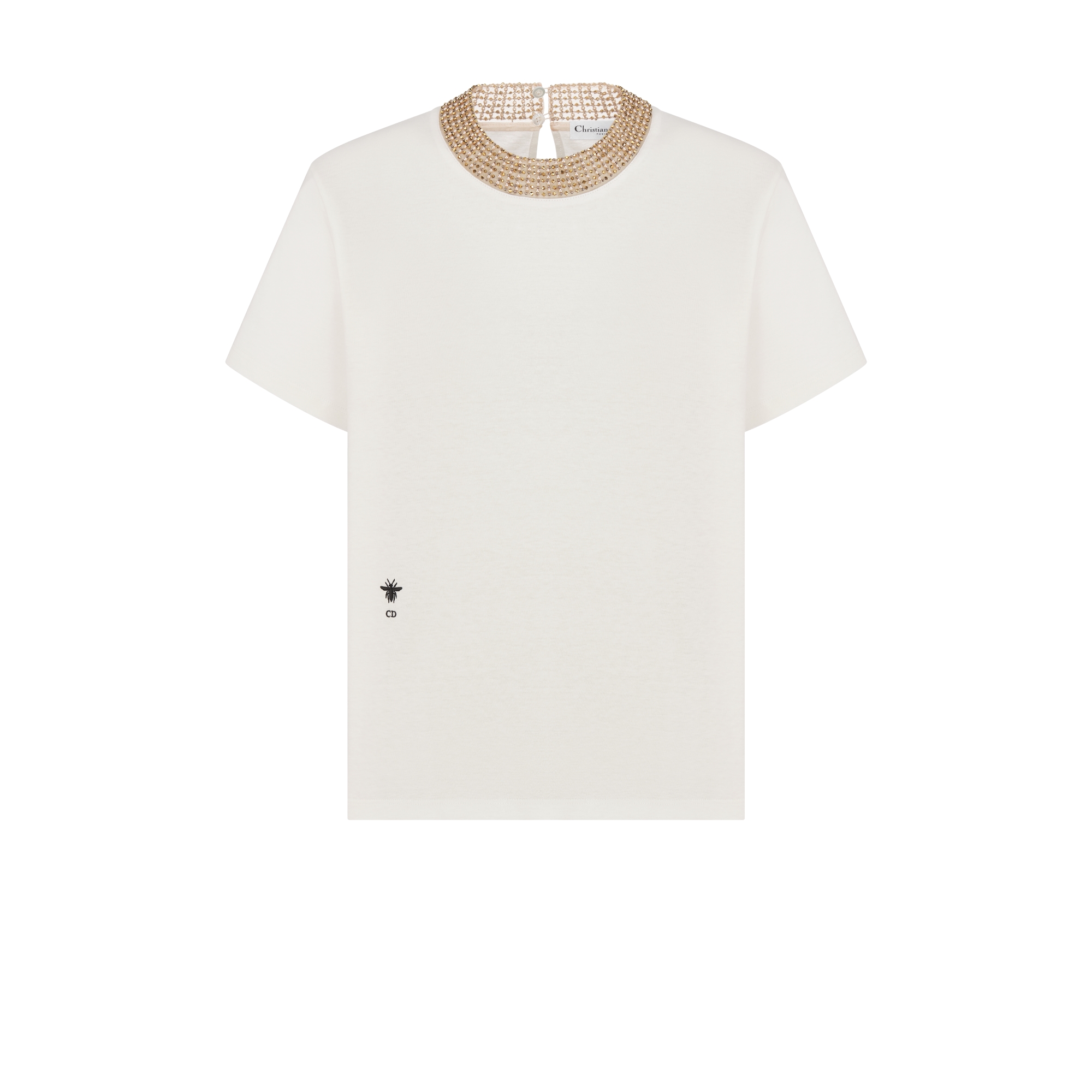 Embroidered T-Shirt Ecru Cotton and Linen Jersey | DIOR