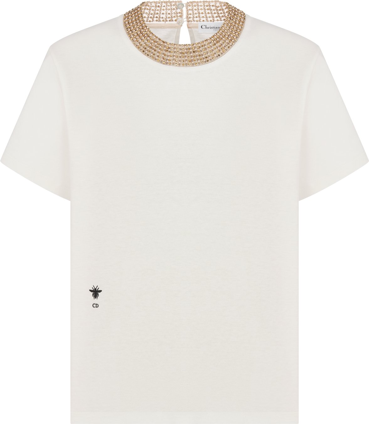 Embroidered T-Shirt Ecru Cotton and Linen Jersey | DIOR