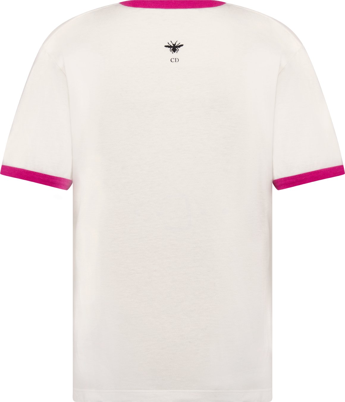 T 恤 白色棉和亞麻平織布，綴以桃紅色 Miss Dior Graffiti 主題圖案 | DIOR