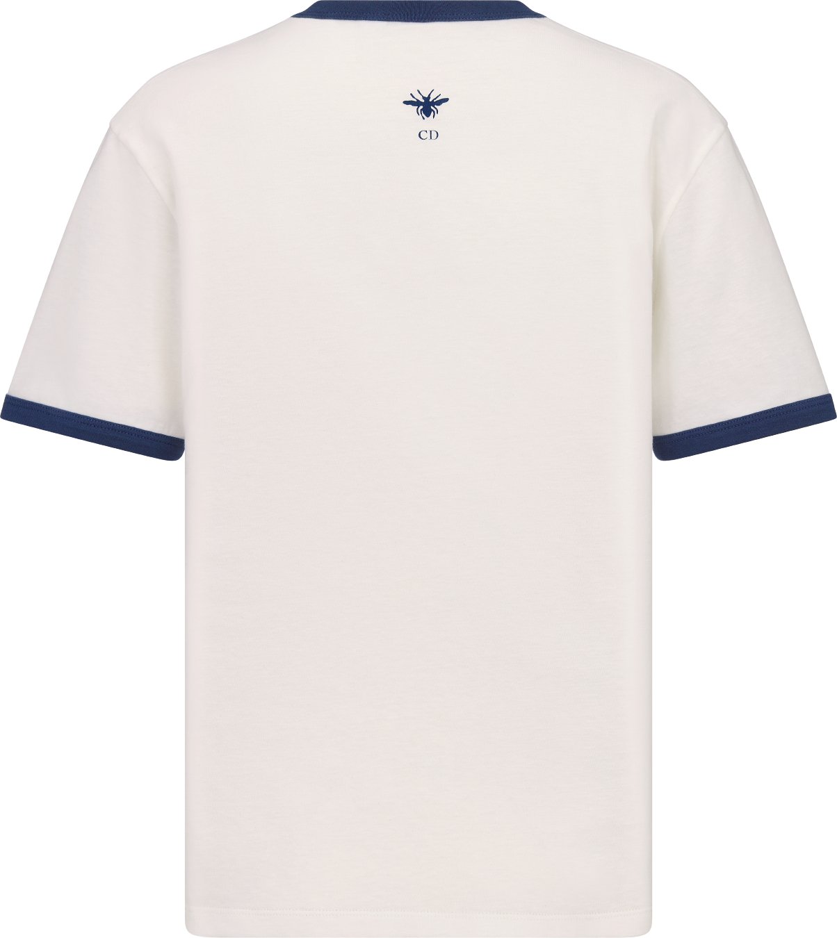 T 恤 白色棉和亞麻平織布，綴以藍色 Miss Dior Graffiti 主題圖案 | DIOR