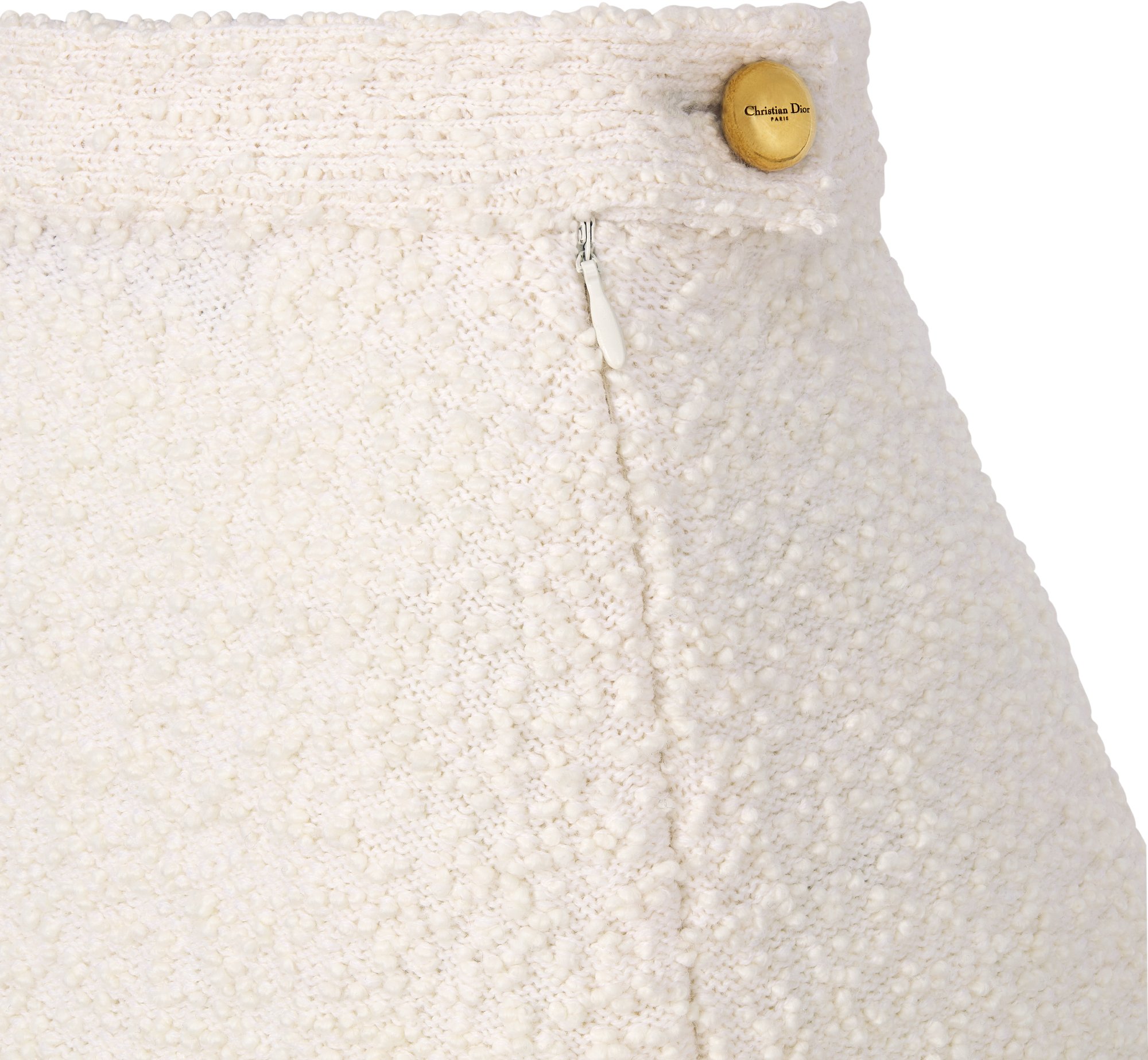 Mini jupe évasée Maille de coton et laine mélangés écrus | DIOR