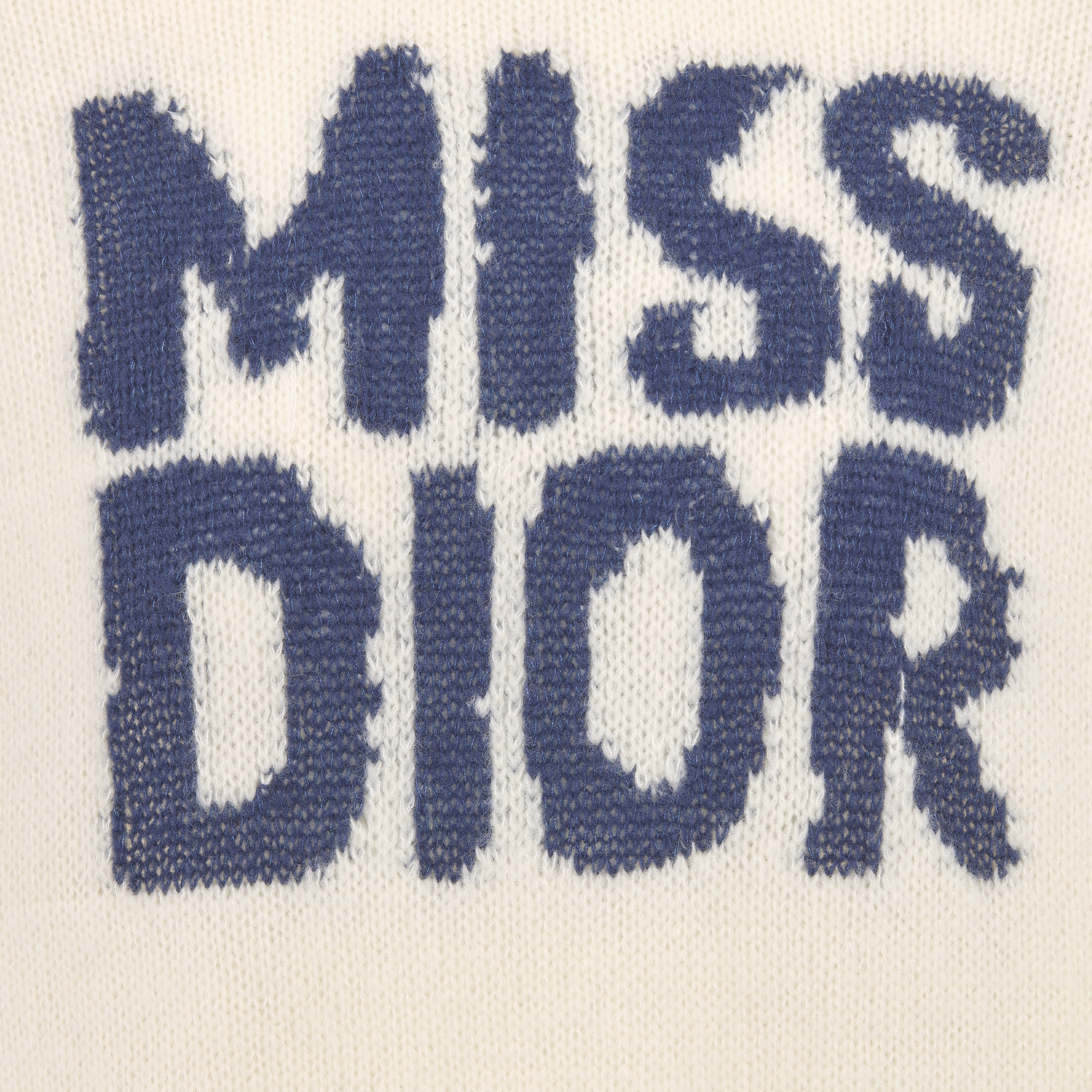 Sweater Ecru Cashmere and Silk Knit with Blue Miss Dior Graffiti Motif ...