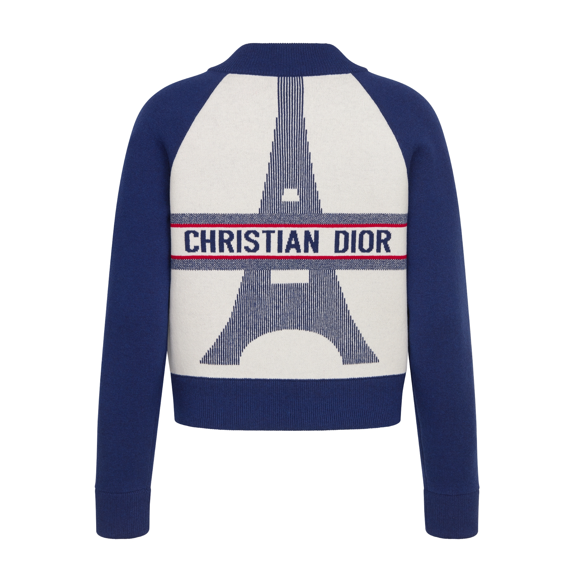 DiorAlps Bomber Jacket Navy Blue and White Blended Wool and Cashmere ...