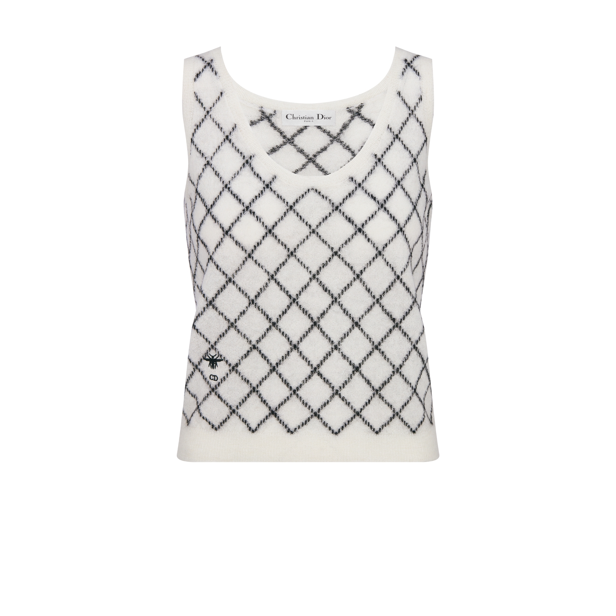 Twinset White and Black Check'n'Dior Mohair and Alpaca Blend Knit | DIOR