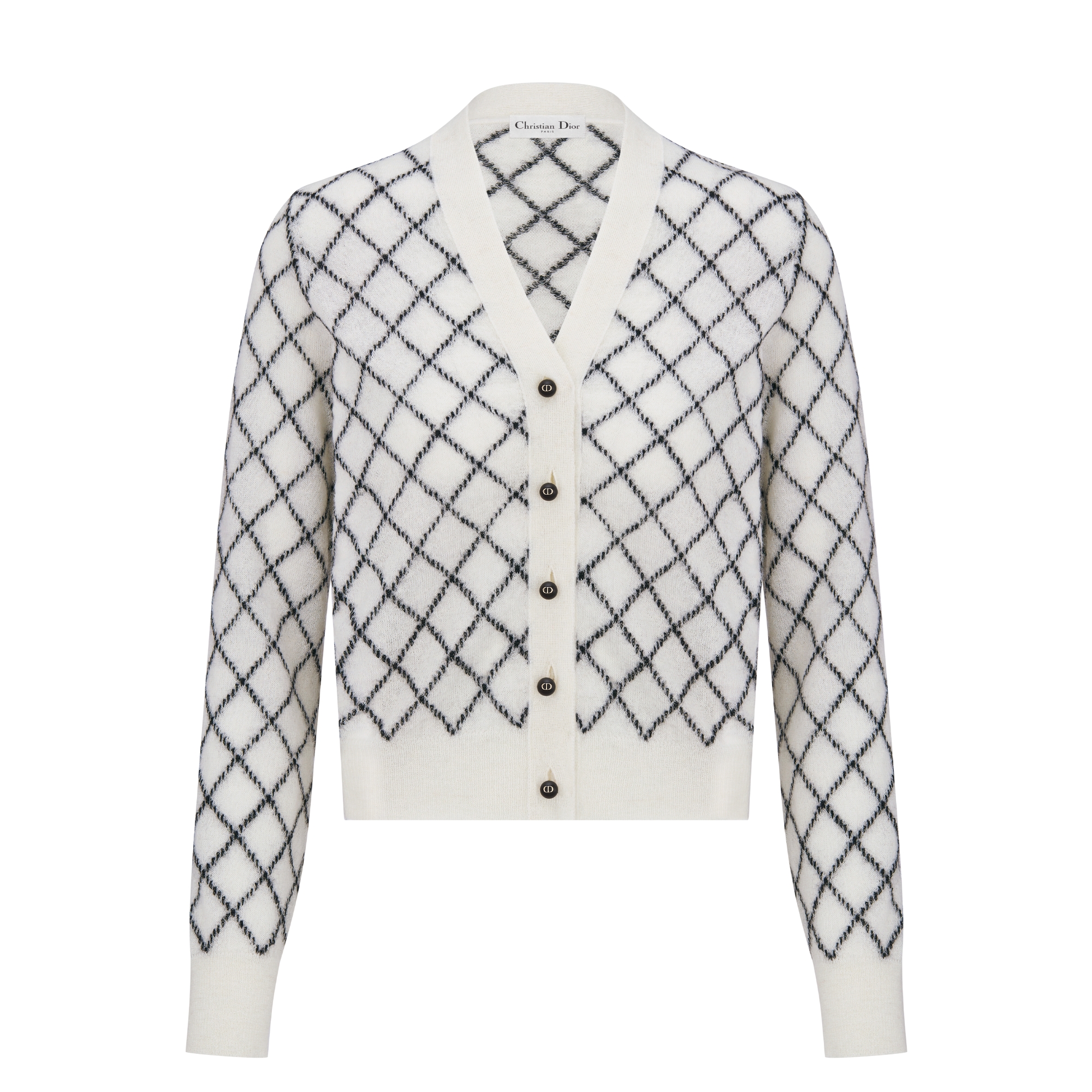 Twinset White and Black Check'n'Dior Mohair and Alpaca Blend Knit | DIOR
