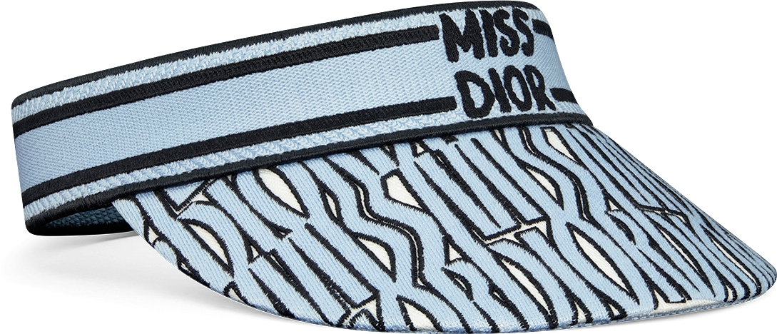 Miss Dior Allover D-Smash Visor White and Pale Blue Embroidery | DIOR