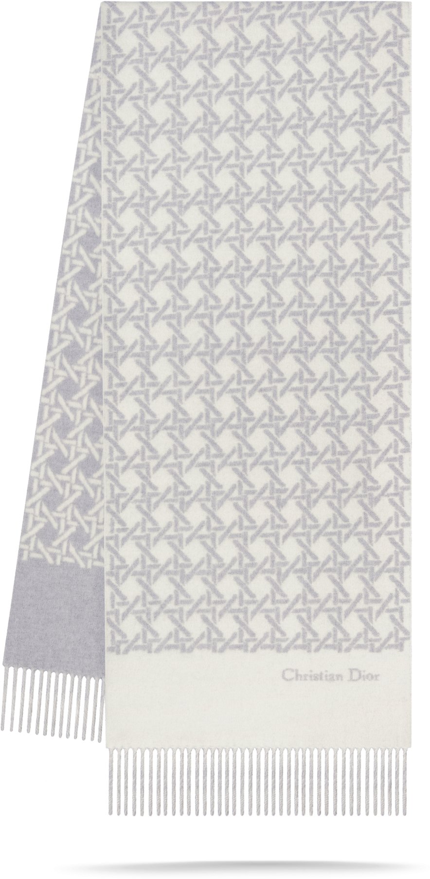 Graphic Cannage Scarf Ivory and Gray Wool | DIOR