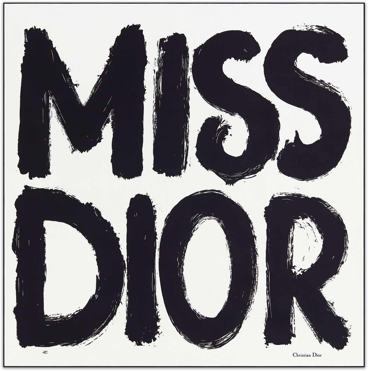 Miss Dior Graffiti 90 Square Scarf White and Black Silk Twill | DIOR