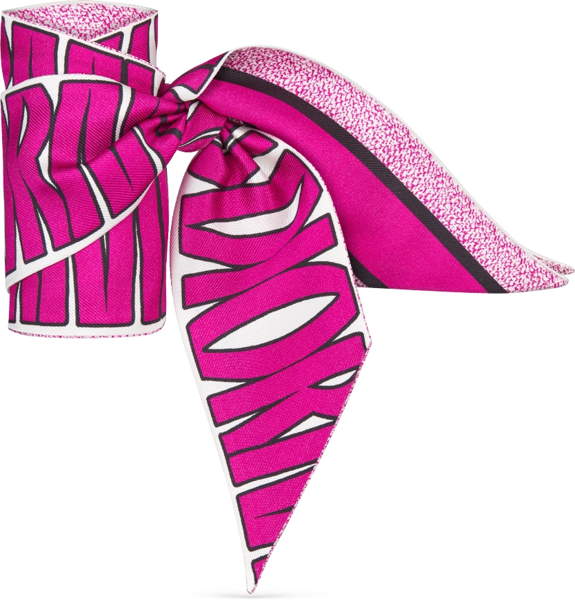 Miss Dior Allover Mitzah Scarf White and Fuchsia Silk Twill | DIOR