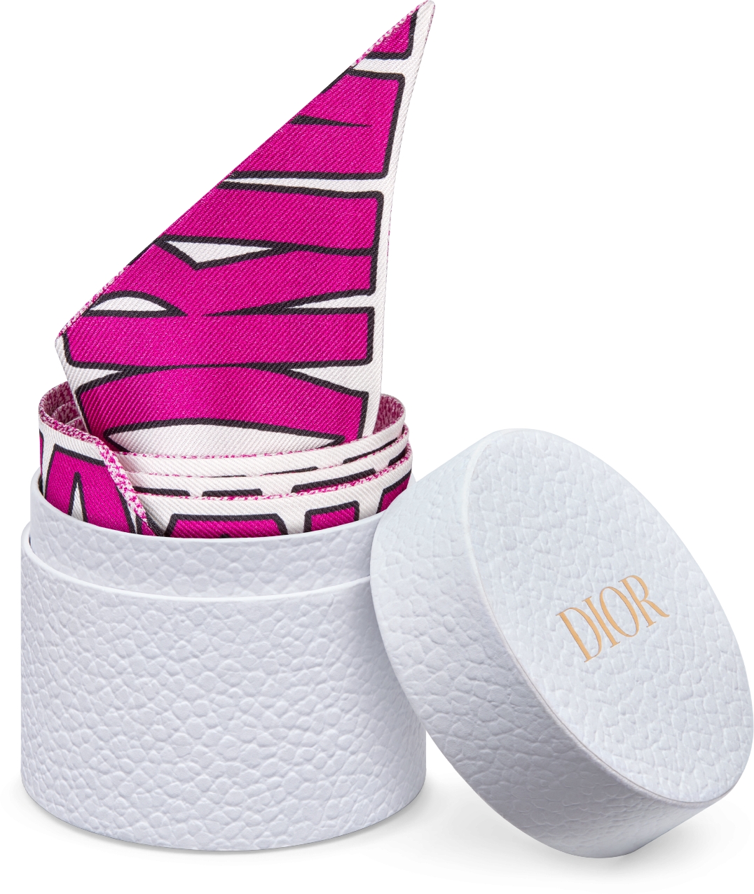 Miss Dior Allover Mitzah Scarf White and Fuchsia Silk Twill | DIOR