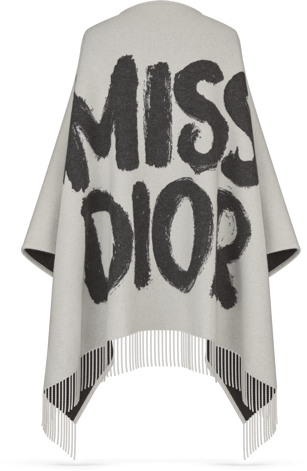 Miss Dior Graffiti Poncho Gray and Black Cashmere | DIOR