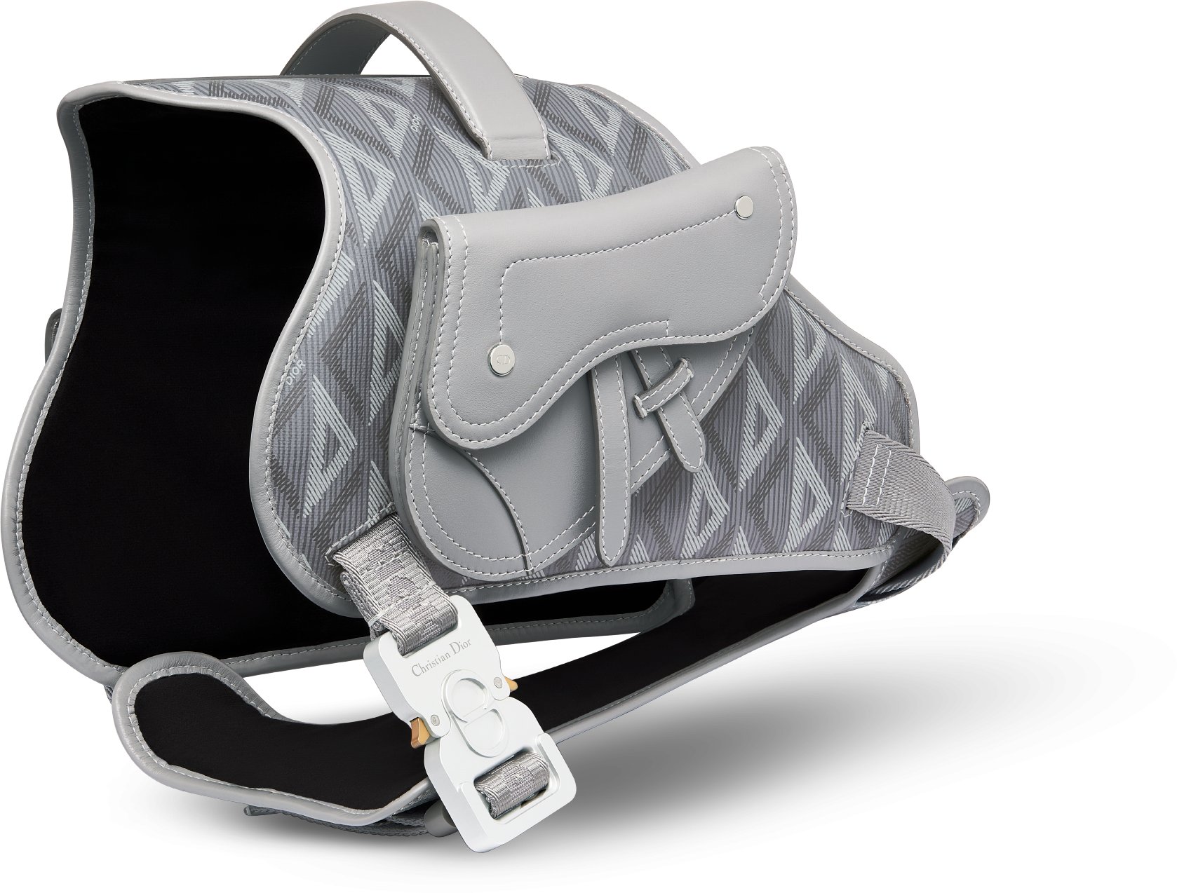 Saddle Pet Harness Dior Gray Coated Cotton Canvas with CD Diamond Print ...