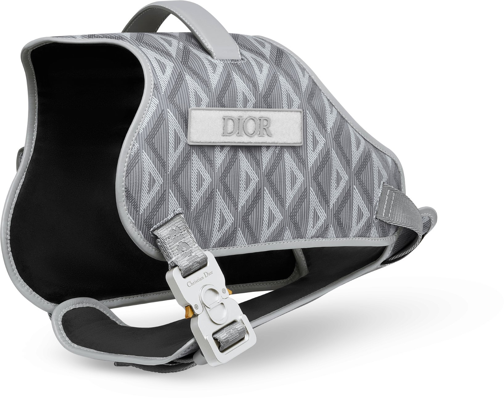 Saddle Pet Harness Dior Gray Coated Cotton Canvas with CD Diamond Print ...