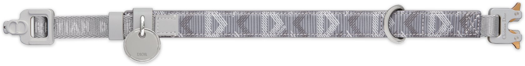 Pet Collar Dior Gray Coated Cotton Canvas with CD Diamond Print | DIOR